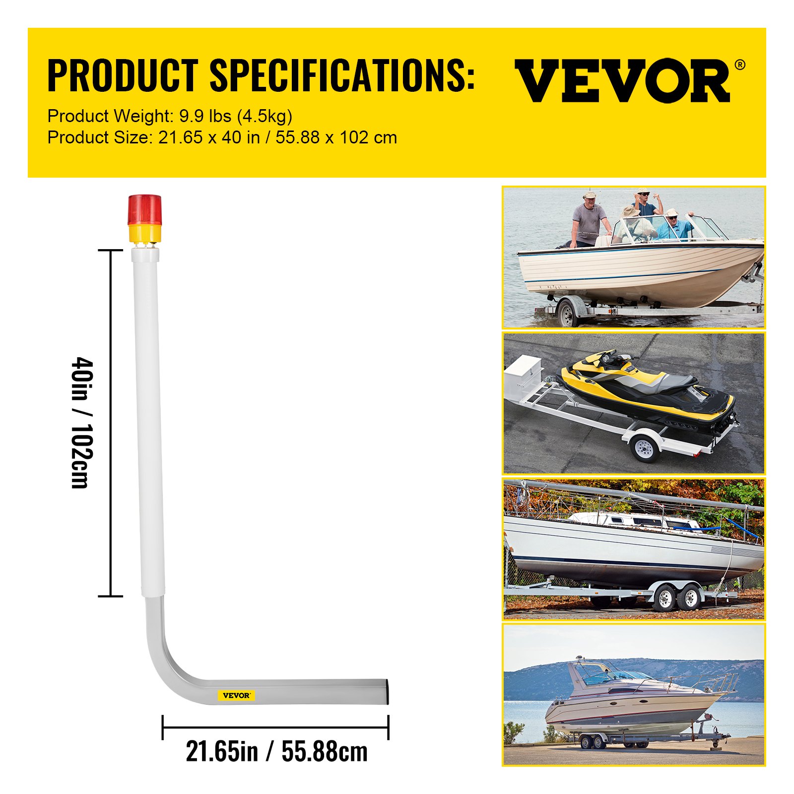 VEVOR Boat Trailer Guide-on, 40", 2PCS Steel Trailer Post Guide on ...
