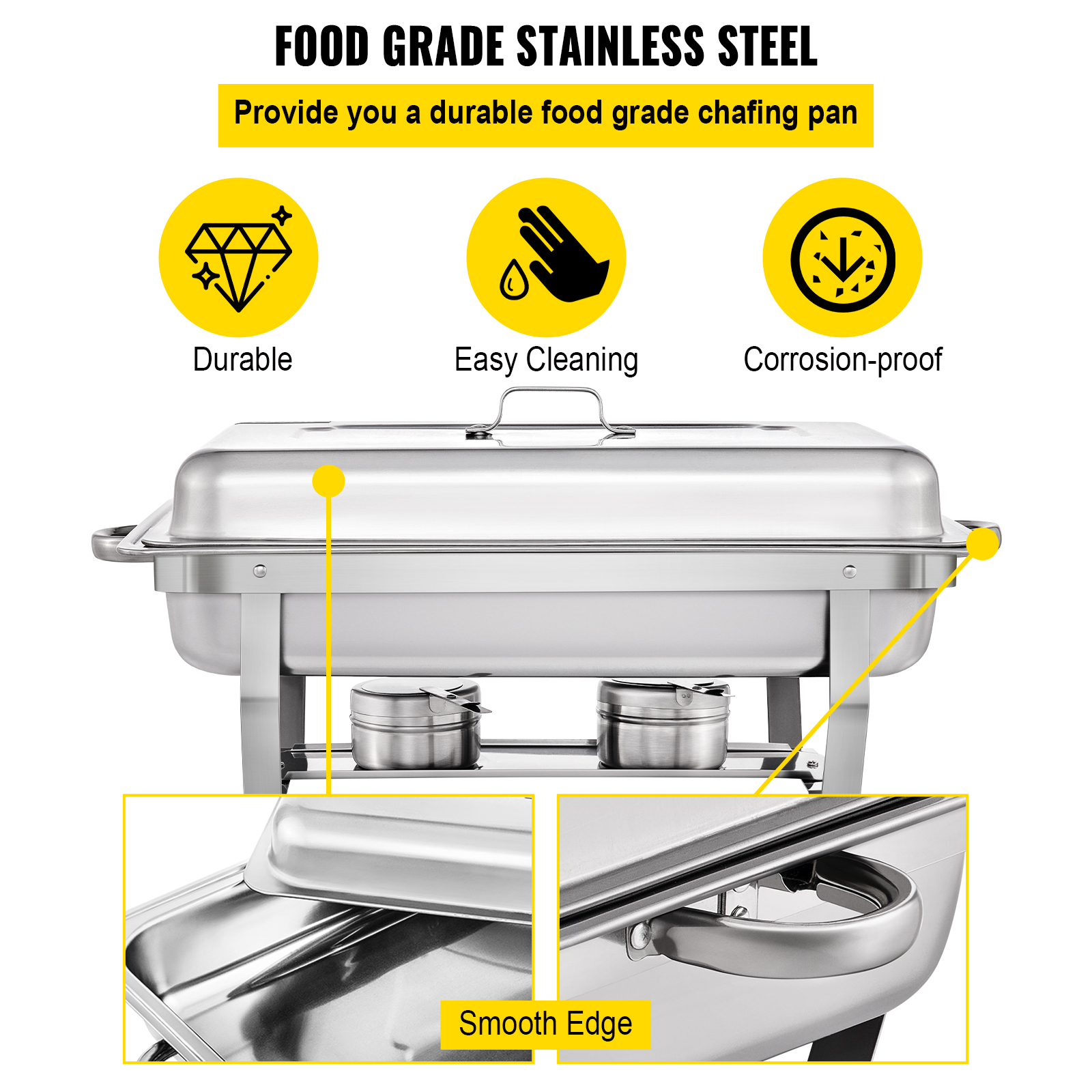 2 Pack Chafing Dish Sets Buffet Catering Food Warmer Party 1/2 Inserts ...