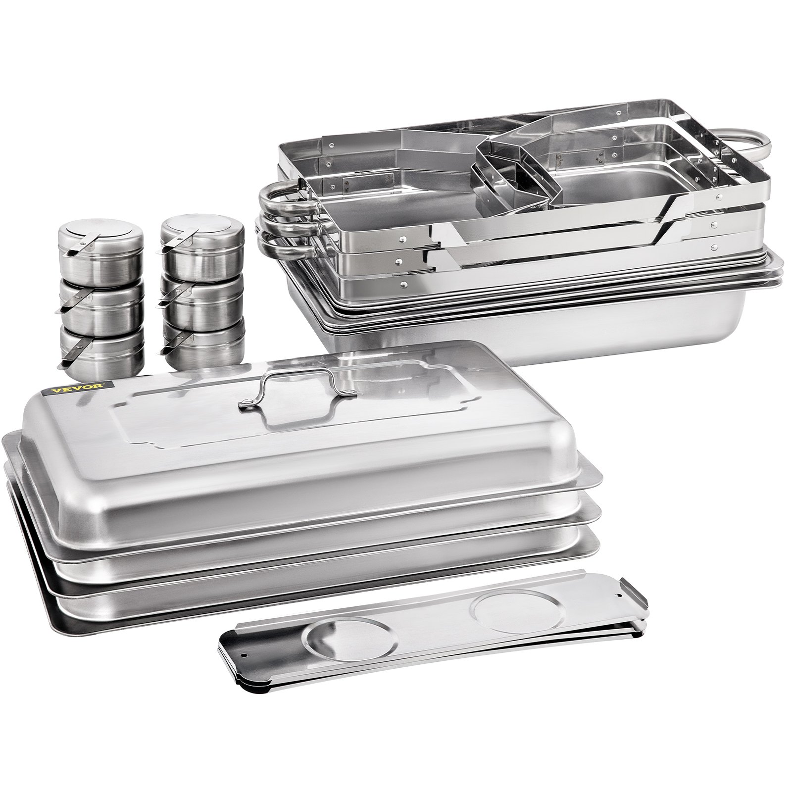 VEVOR Chafing Dish 3 Packs, 9 Quart Stainless Steel Chafer Complete Set ...