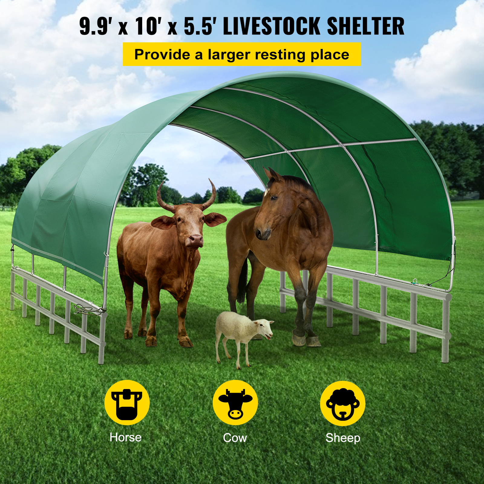 Vevor Livestock Shelter Horse Sheep Portable Field Shelter 9.9' X 10' X ...