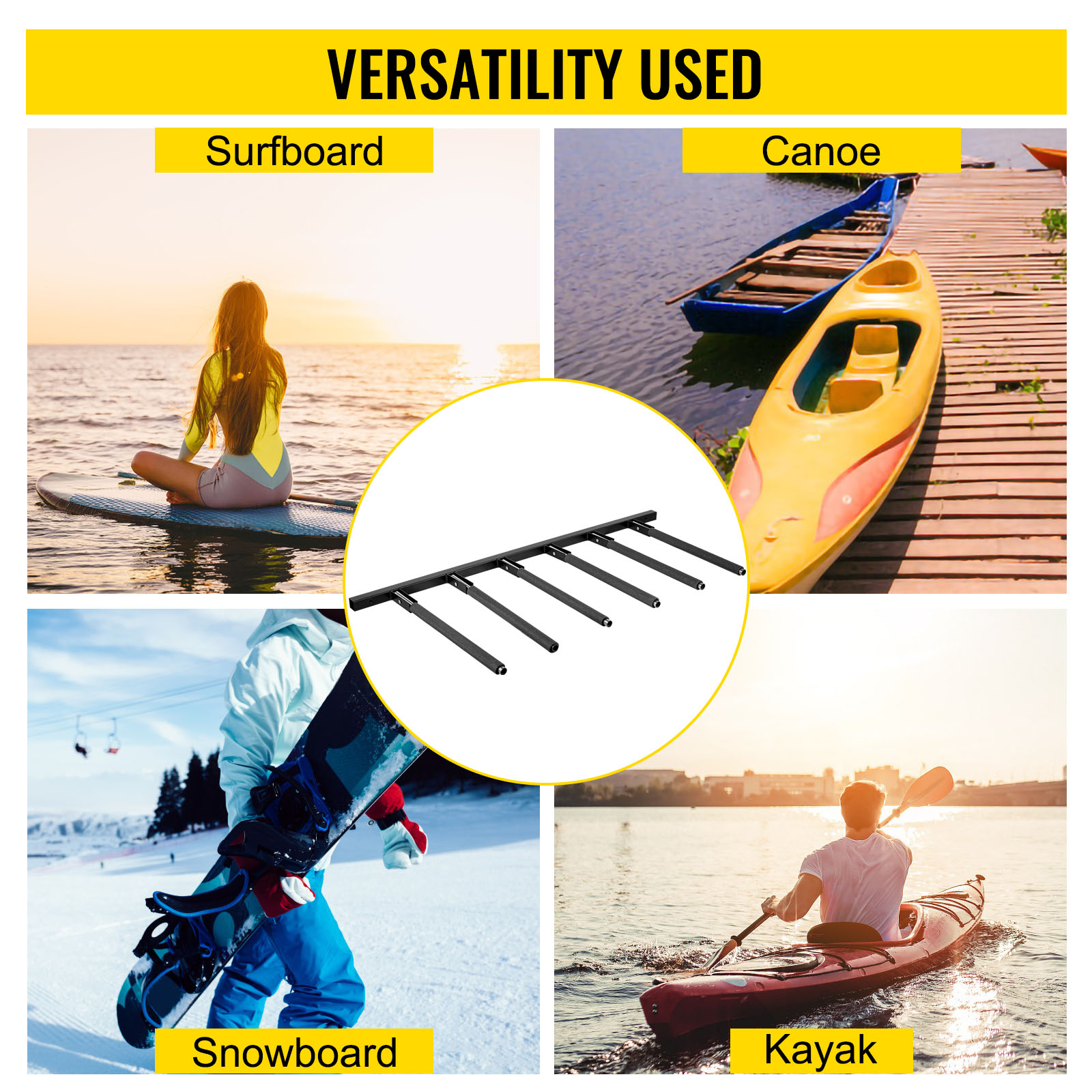 VEVOR Vertical Surfboard Rack, 6 Rods Paddle Board Storage Rack, 45 ...