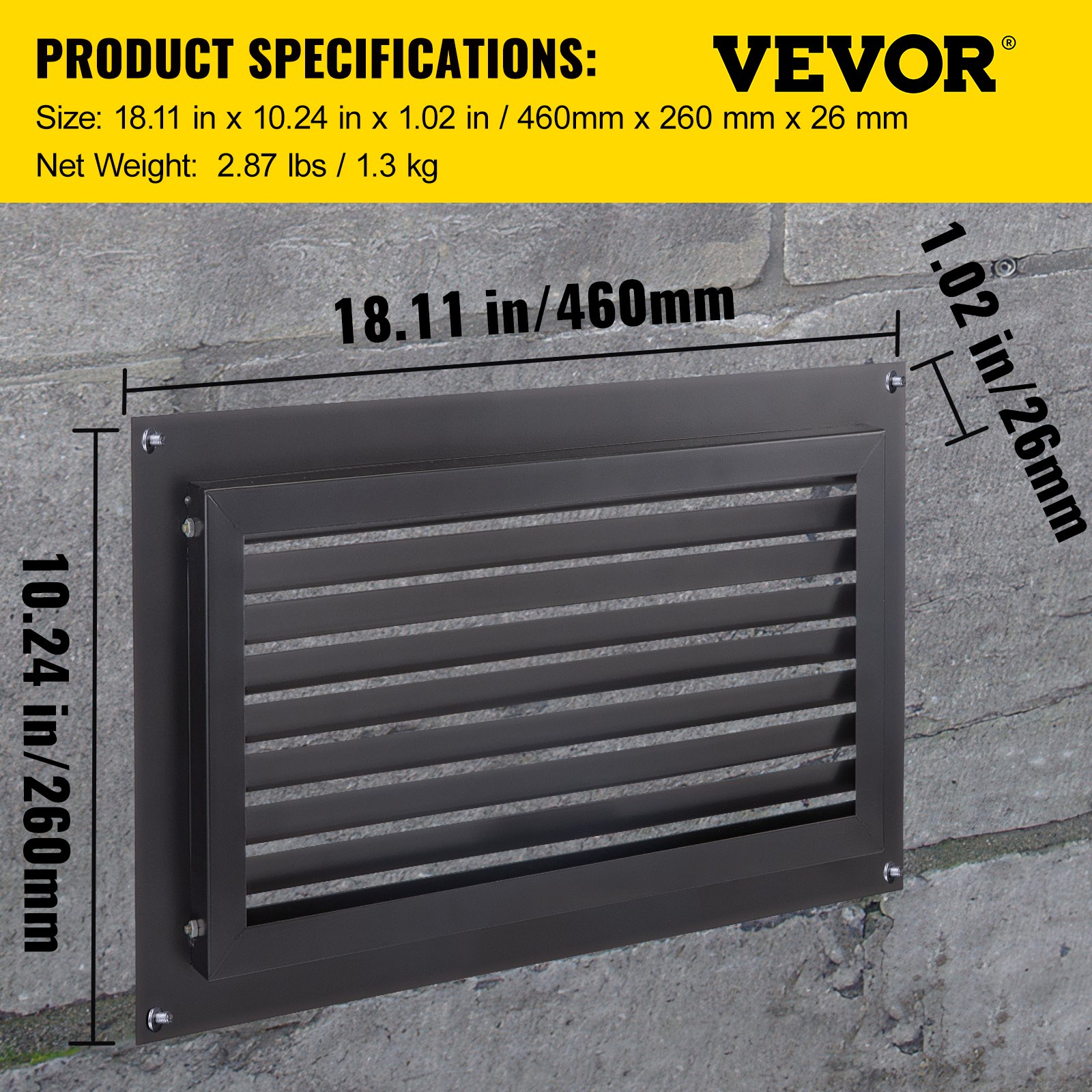 VEVOR Crawl Space Flood Vent Foundation Flood Vent 8"Height x 16"Width ...