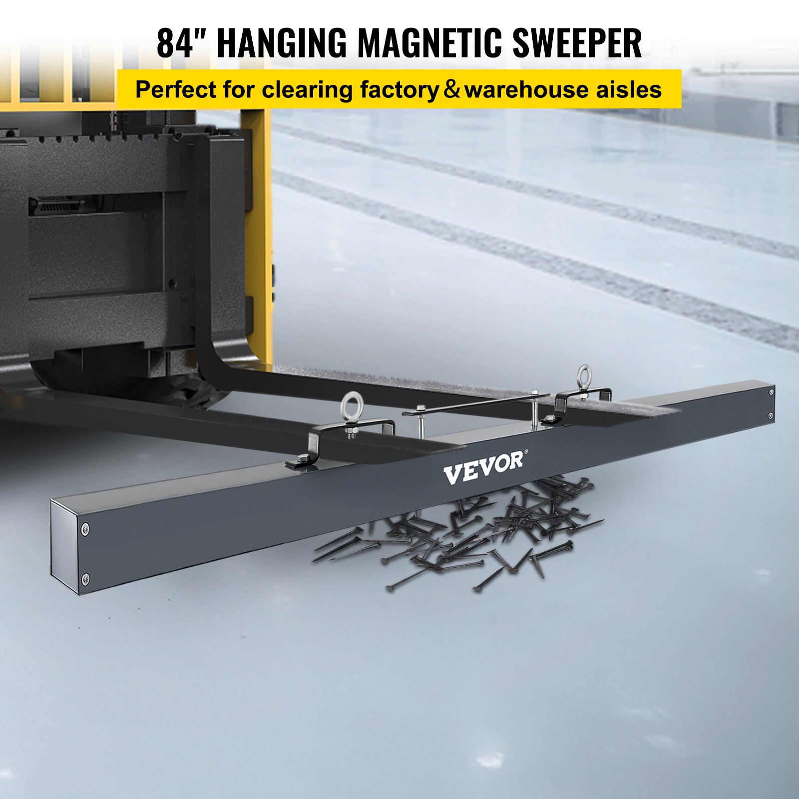84" Hanging Magnet Magnetic Sweeper Tool fits Forklift | VEVOR US