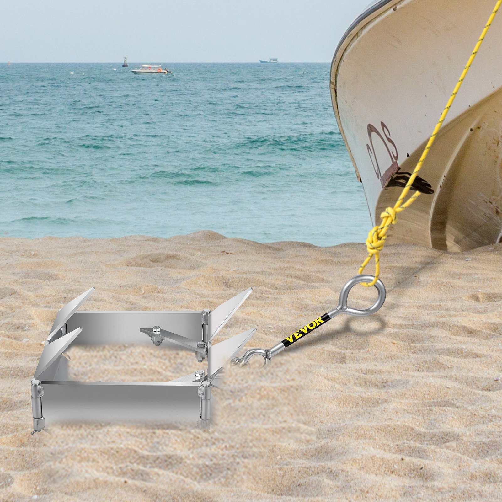 VEVOR Box Anchor for Boats, 25 lb Fold and Hold Anchor, Galvanized ...