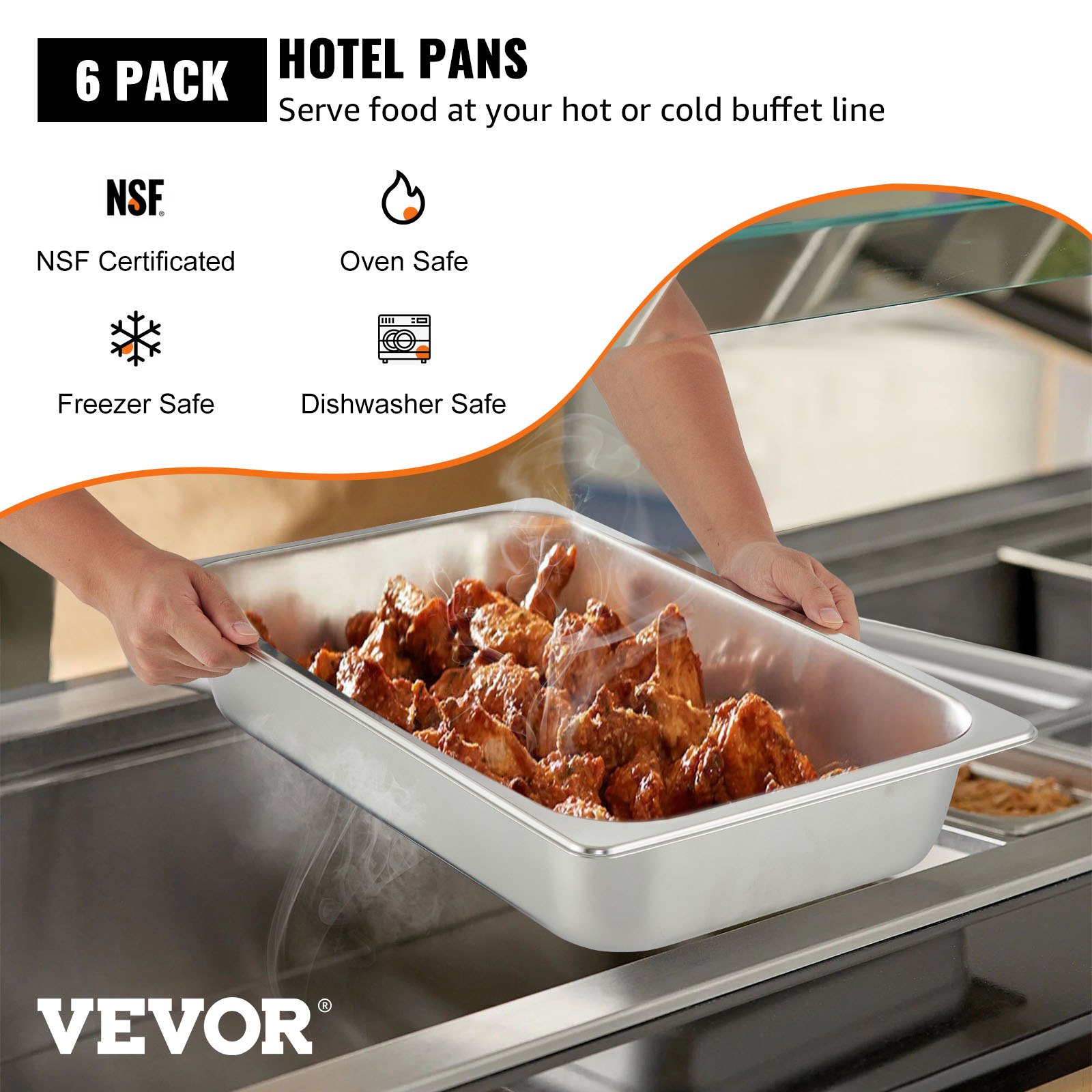 Steam Table Pans Bain-marie 6 Pack Catering Hotel Buffet Pans Buffet ...