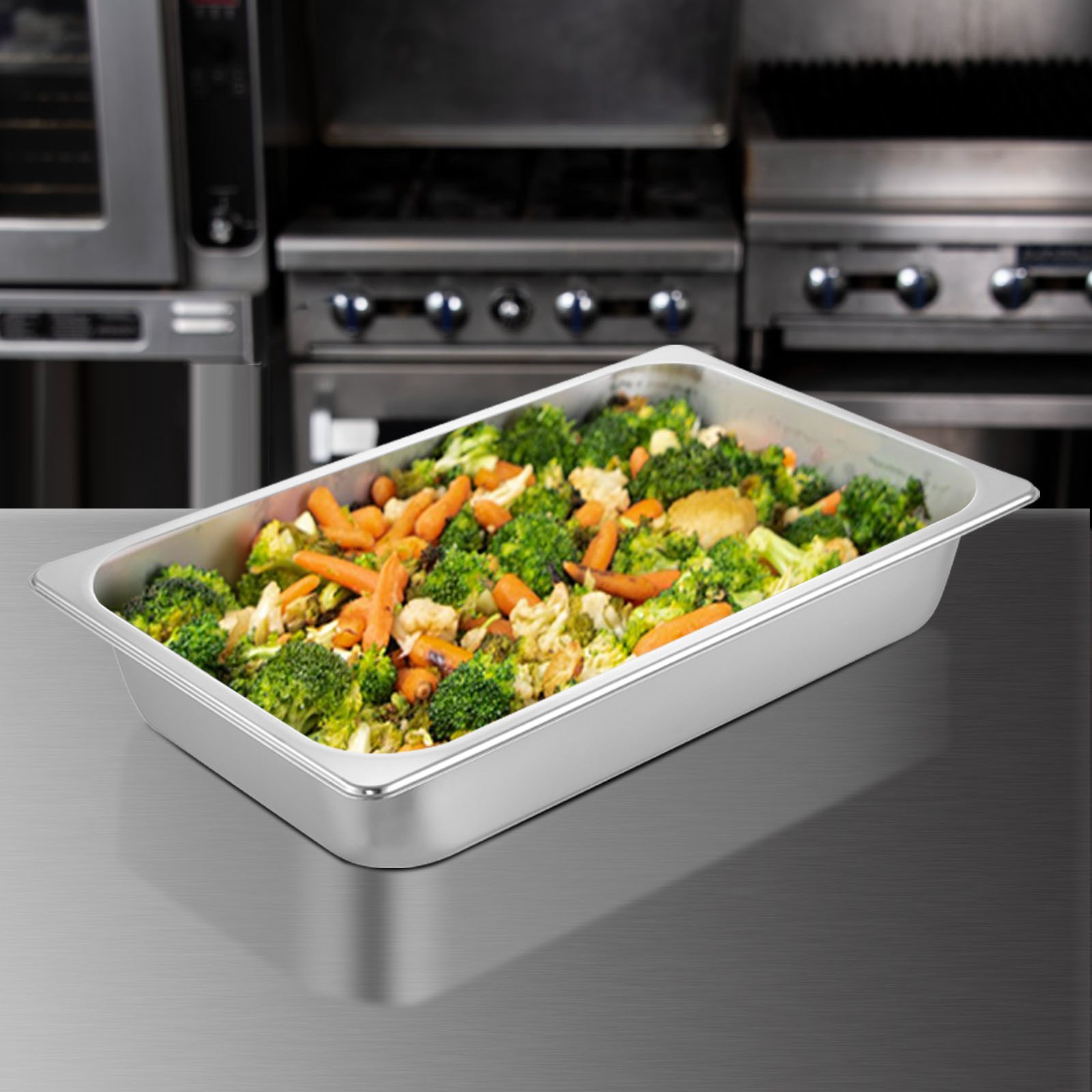 VEVOR Hotel Pans Full Size 4-Inch Deep, Steam Table Pan 6 Pack , 22 ...