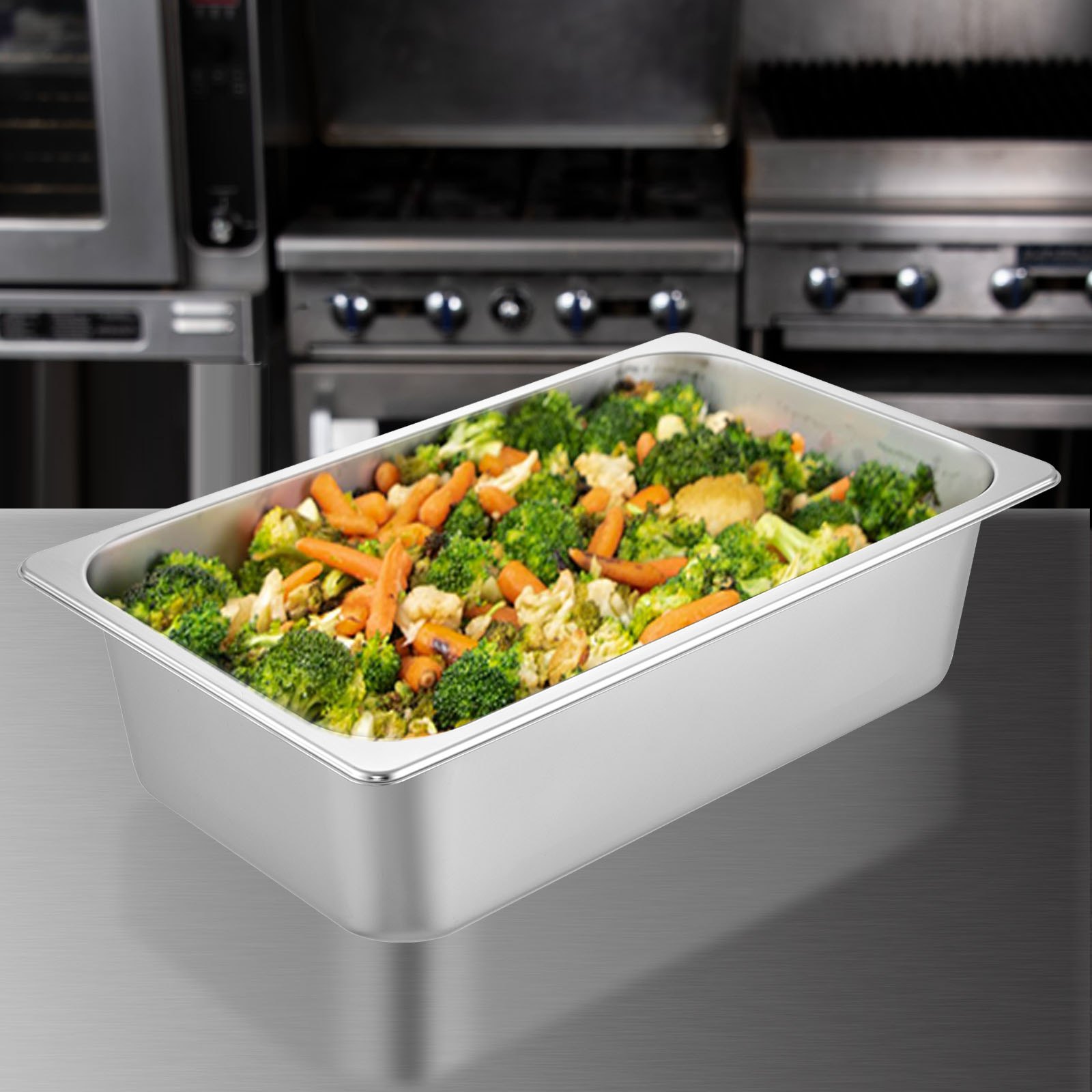 VEVOR Hotel Pan Full Size 6-Inch, Steam Table Pan 6 Pack, 22 Gauge/0 ...
