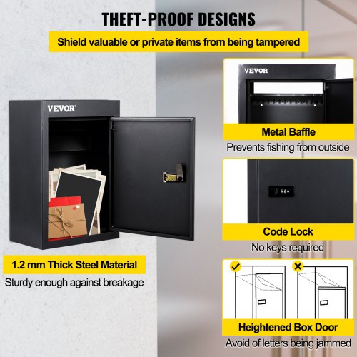 Vevor Through-the-wall Mailbox Letter Drop Box Adjustable Chute ...