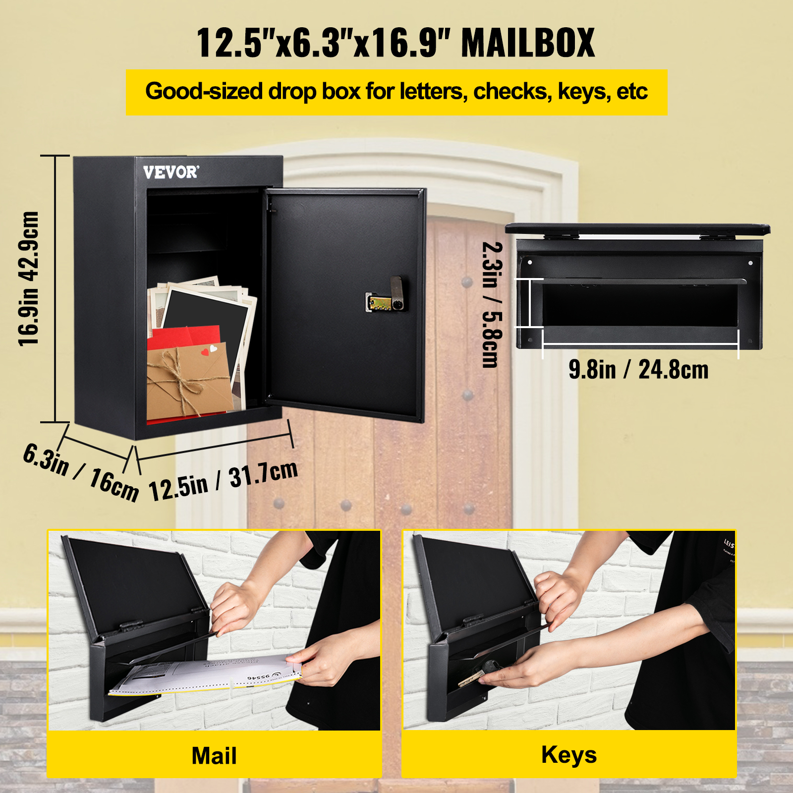 Vevor Through-the-wall Mailbox Letter Drop Box Adjustable Chute ...