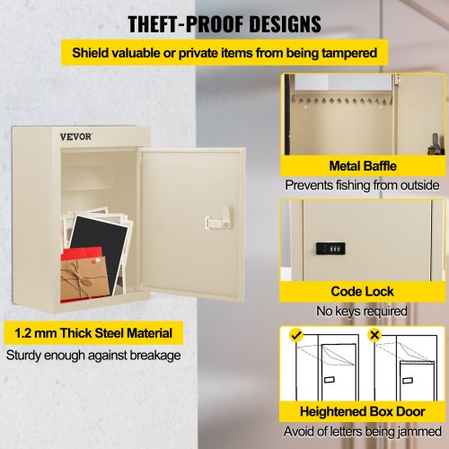 Vevor Through-the-wall Mailbox Letter Drop Box Adjustable Chute ...