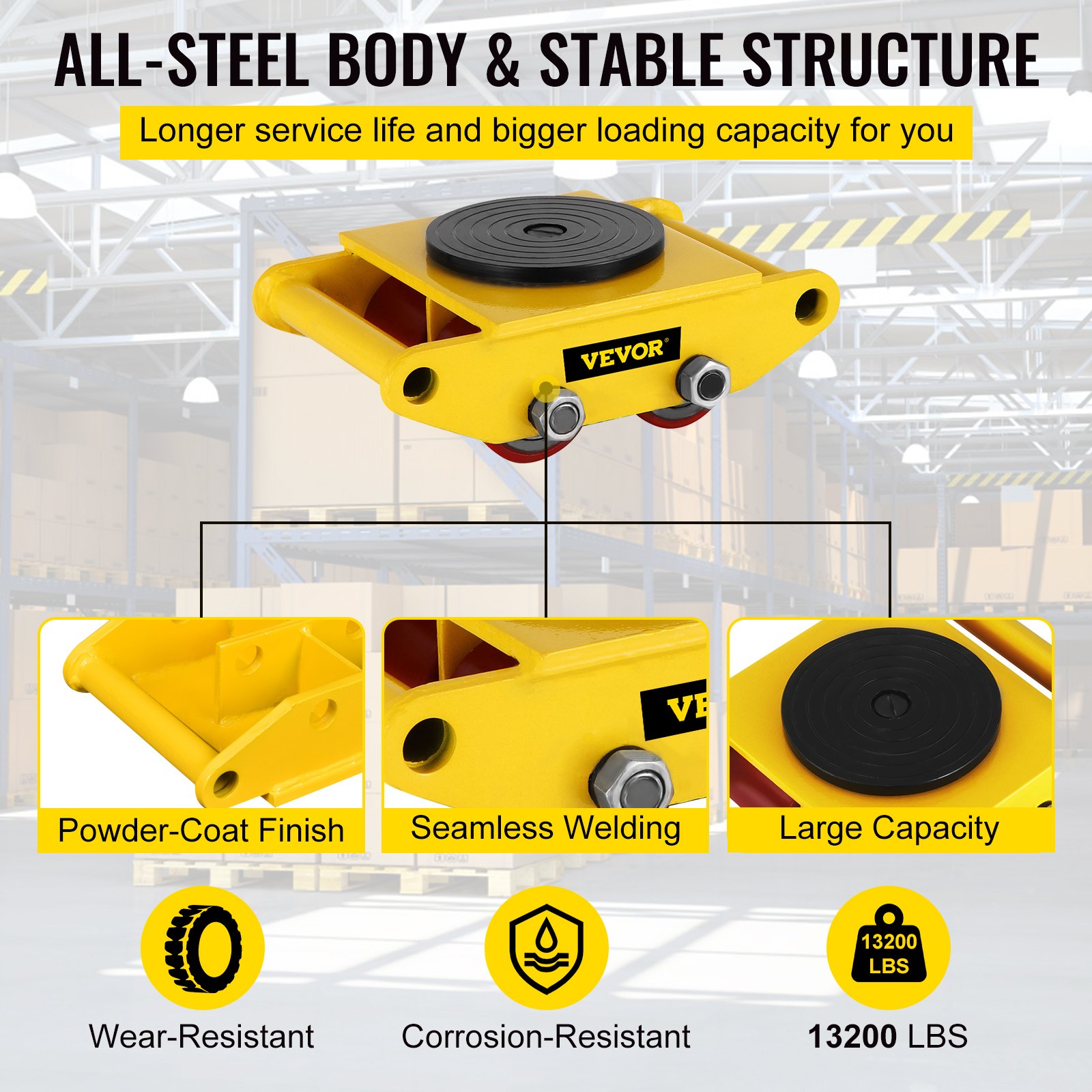 Industrial Machinery Mover 6t/13200lb Machinery Skate With Steel ...