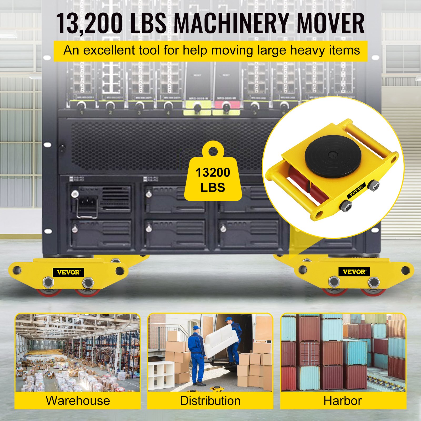 VEVOR Industrial Machinery Mover, 6T/13200lbs Machinery Moving Skate ...