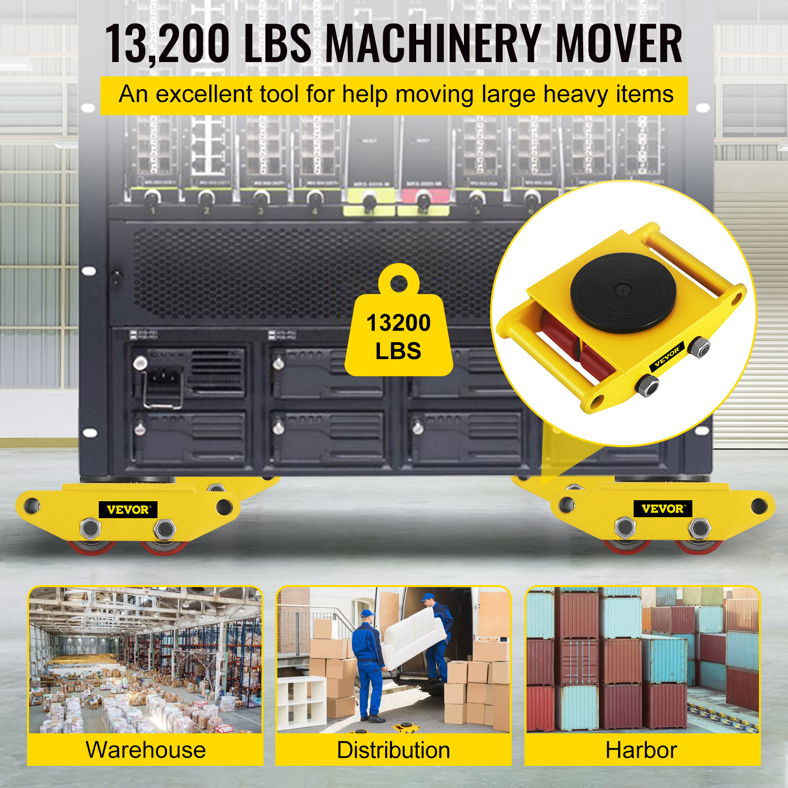 Industrial Machinery Mover With 360°rotation Cap 13200lbs Dolly Skate ...