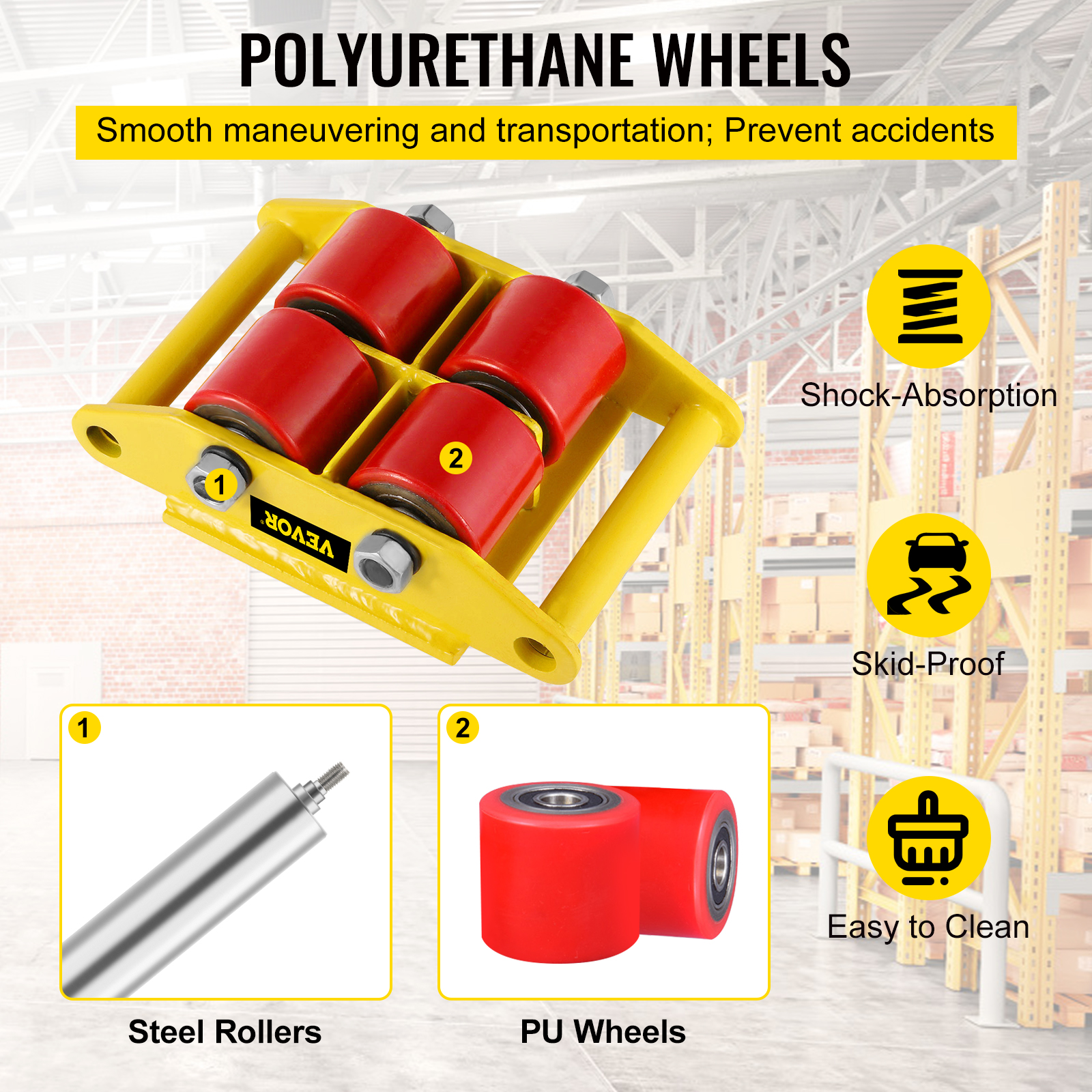 Industrial Machinery Mover With 360°rotation Cap 13200lbs Dolly Skate ...