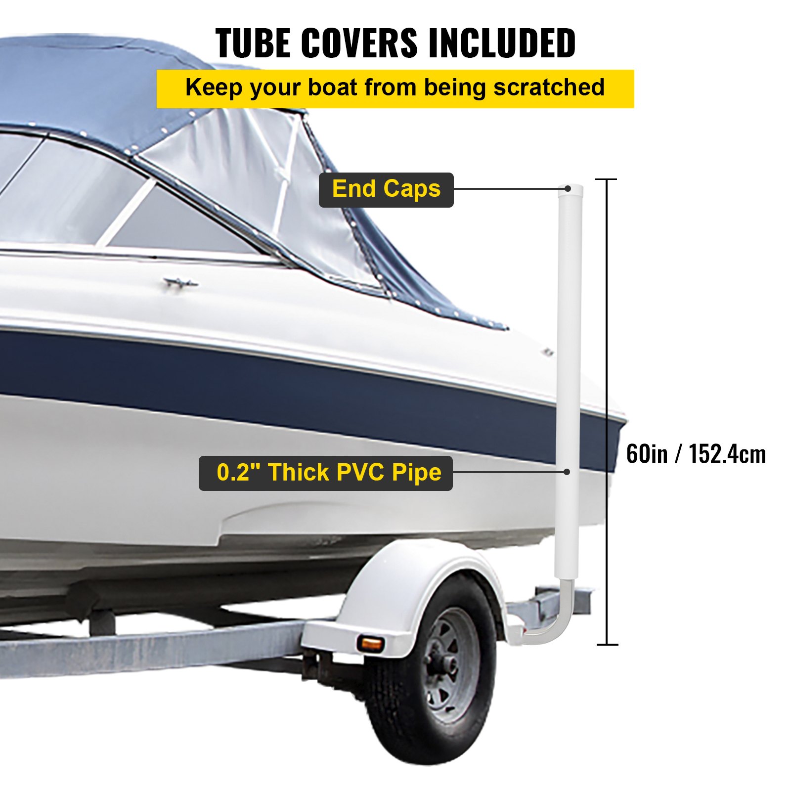 VEVOR Boat Trailer Guide-on, 60", One Pair Steel Trailer Post Guide ons ...