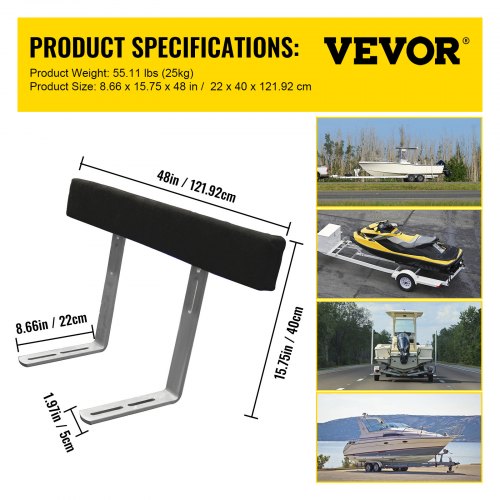 VEVOR Boat Trailer Guide-ons, 48", 2PCS Rustproof Steel Trailer Guide ...