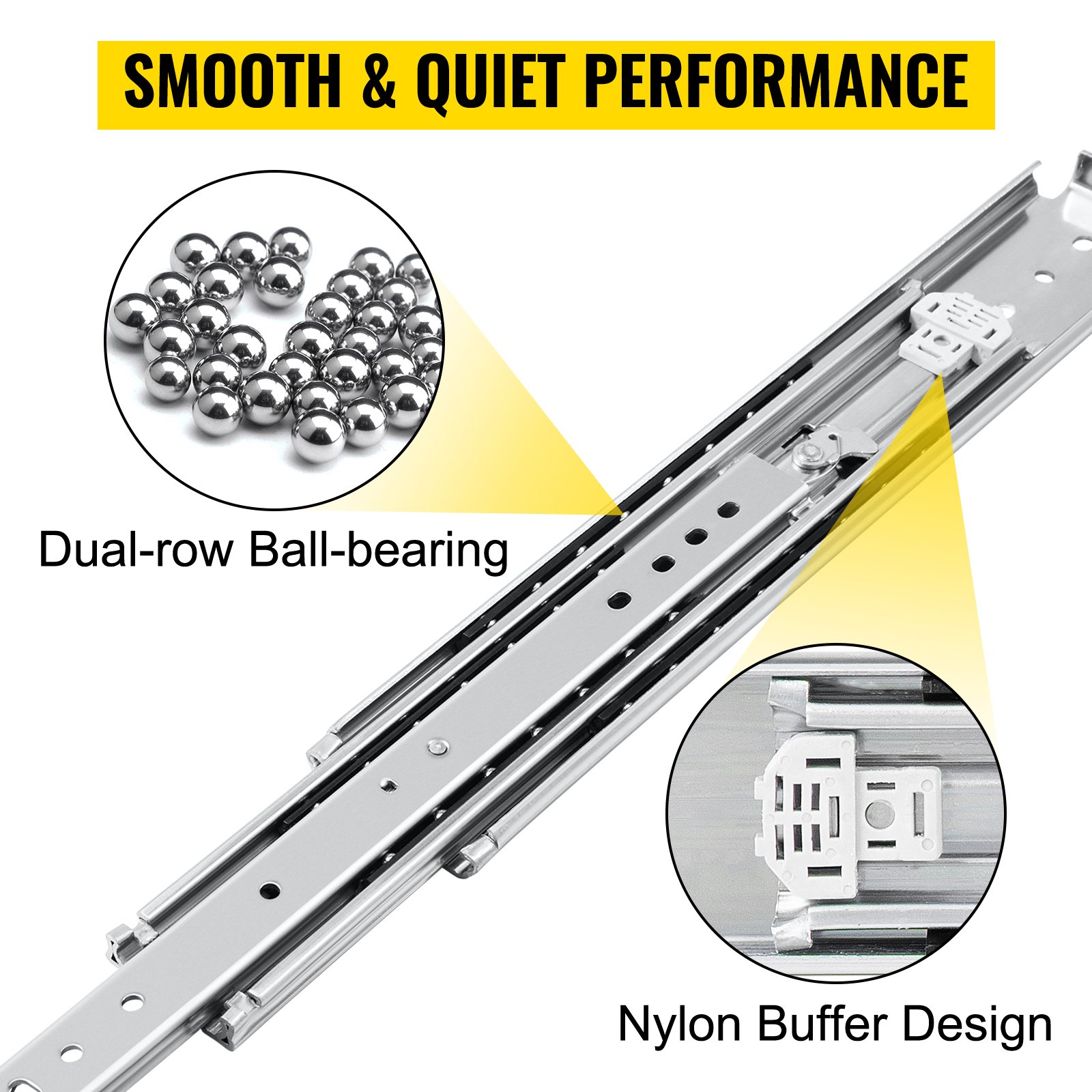 VEVOR Heavy Duty Drawer Slides 22" Length, Locking Drawer Slides 500lbs ...