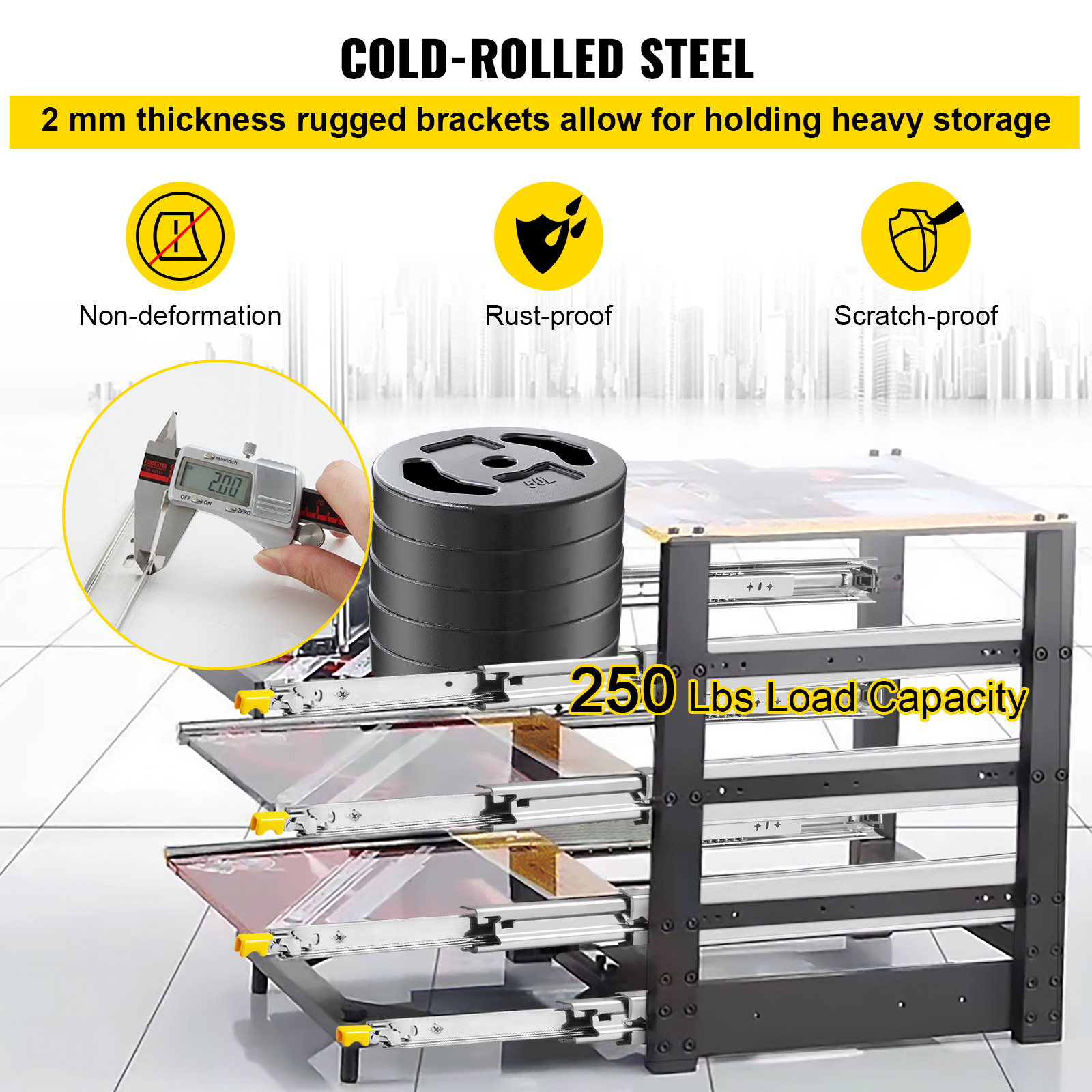 VEVOR Heavy Duty Drawer Slides 2PCS Drawer Slides 30" Locking Drawer ...