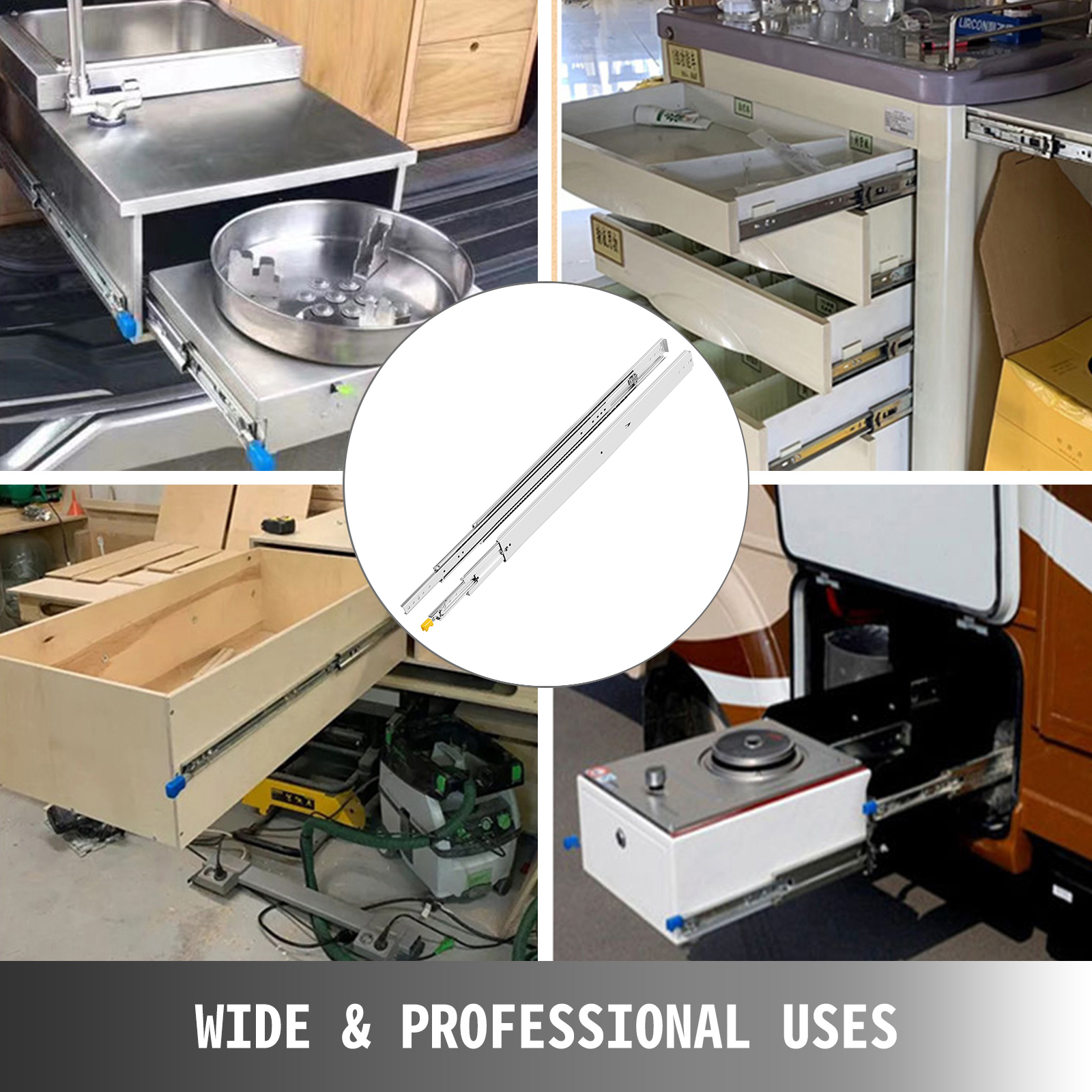 VEVOR Heavy Duty Drawer Slides 30" Length, Locking Drawer Slides 500lbs ...