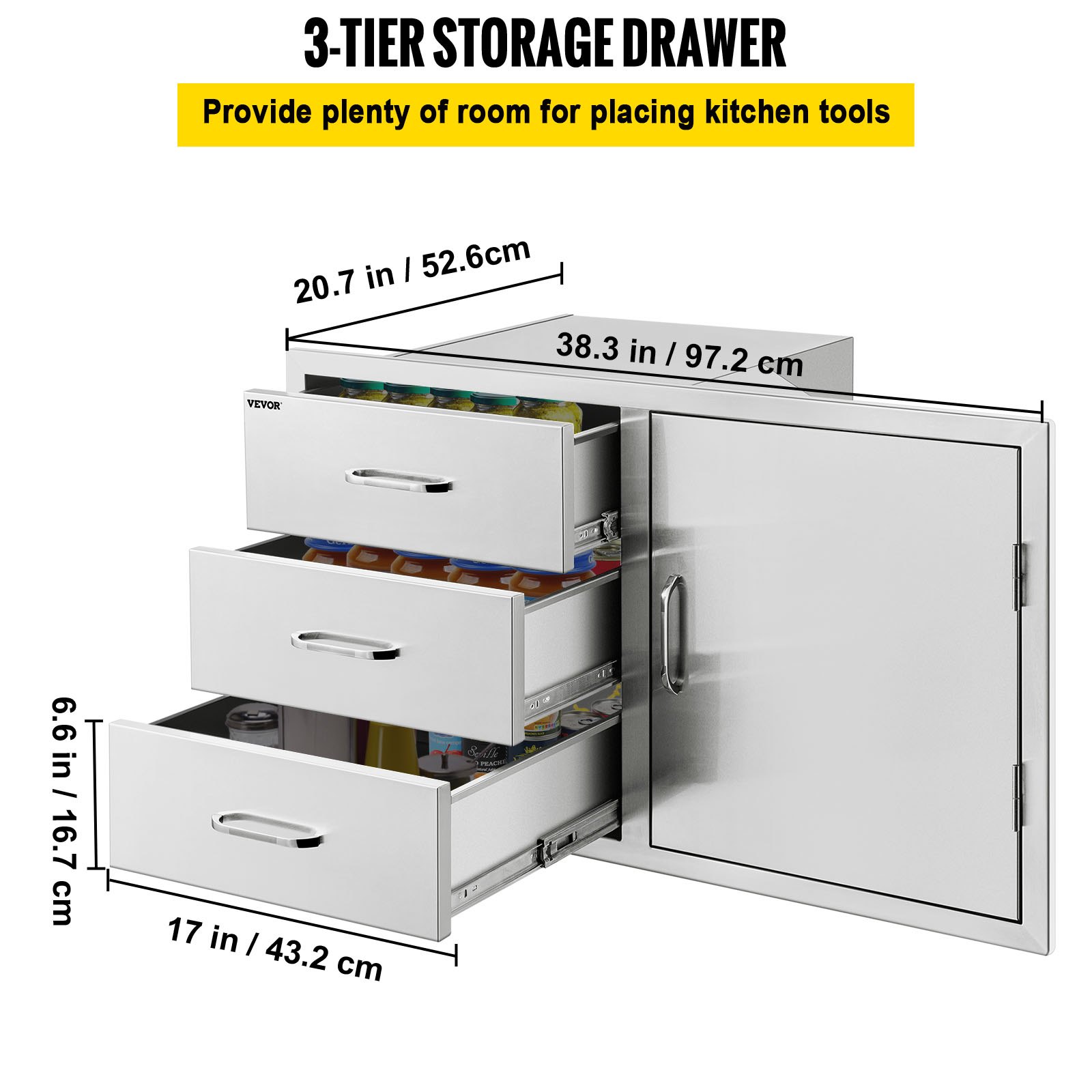BBQ Door Triple Drawer Combo 38.1"W x 22.6"H Outdoor Kitchen BBQ Grill ...