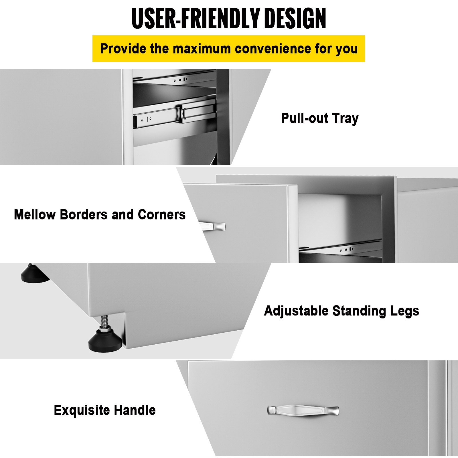 Stainless Steel Pull-Out Trash Drawer With Handle Built-In Trash Drawer ...