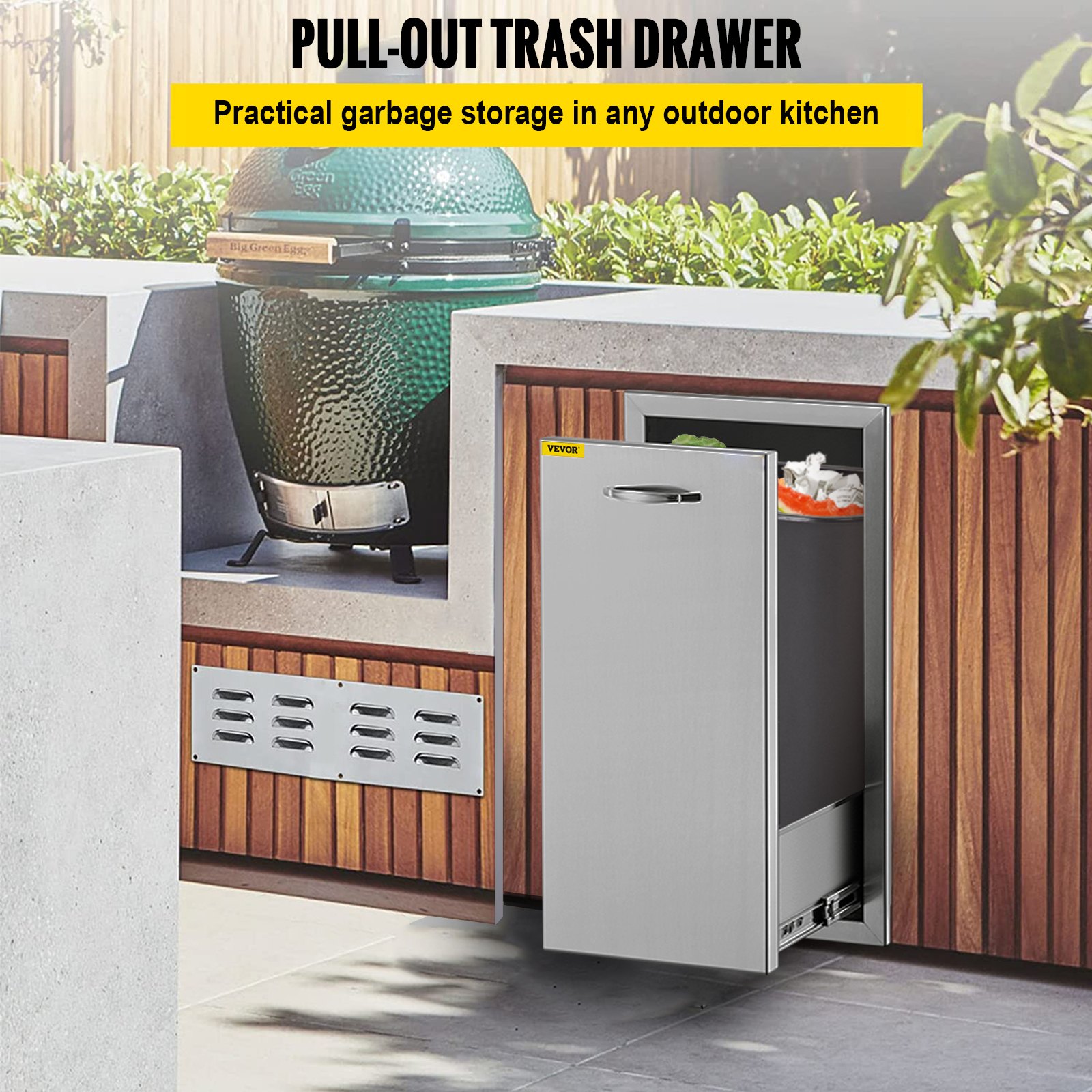 Stainless Steel Trash Drawer Lower Sliding Rails Built-In Trash Drawer ...