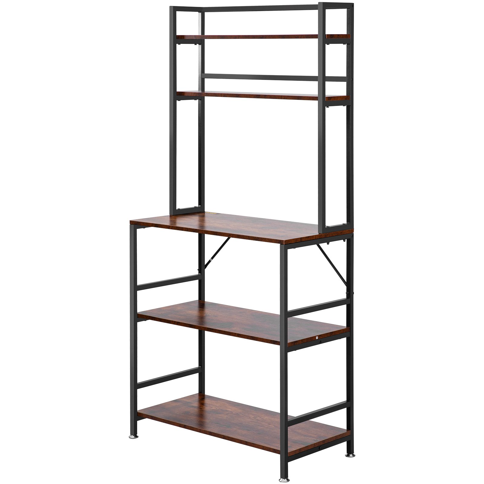 VEVOR Kitchen Baker's Rack, 5-Tier Microwave Stand with 6 Hooks Utility ...