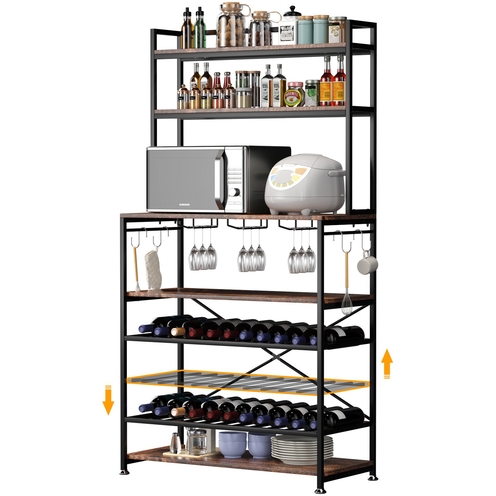 VEVOR Kitchen Bakers Rack with Cabinet 6-Tier Storage Shelf Rack 6 ...