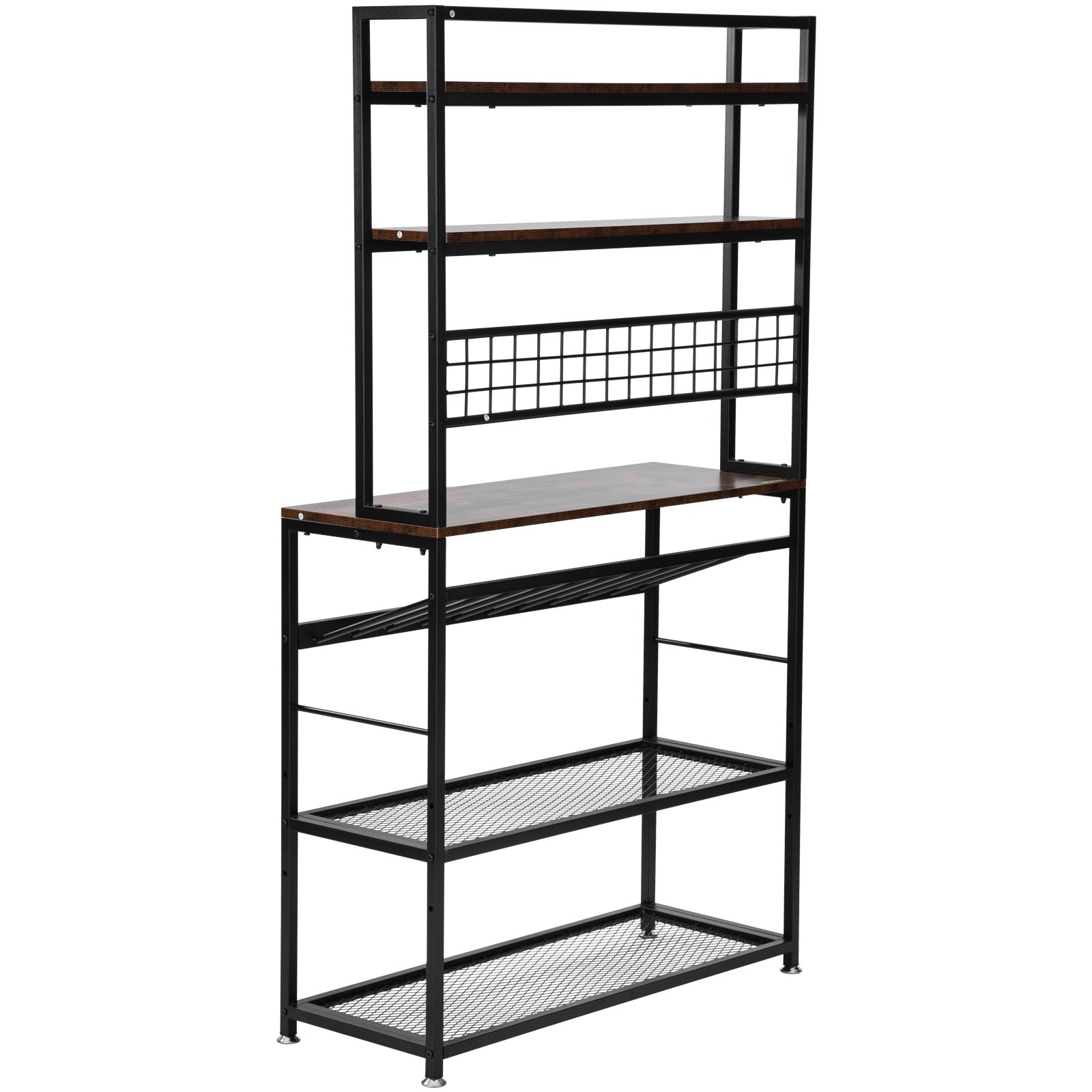 VEVOR Kitchen Wine Baker's Rack, Microwave Oven Stand, 6-Tier Kitchen ...