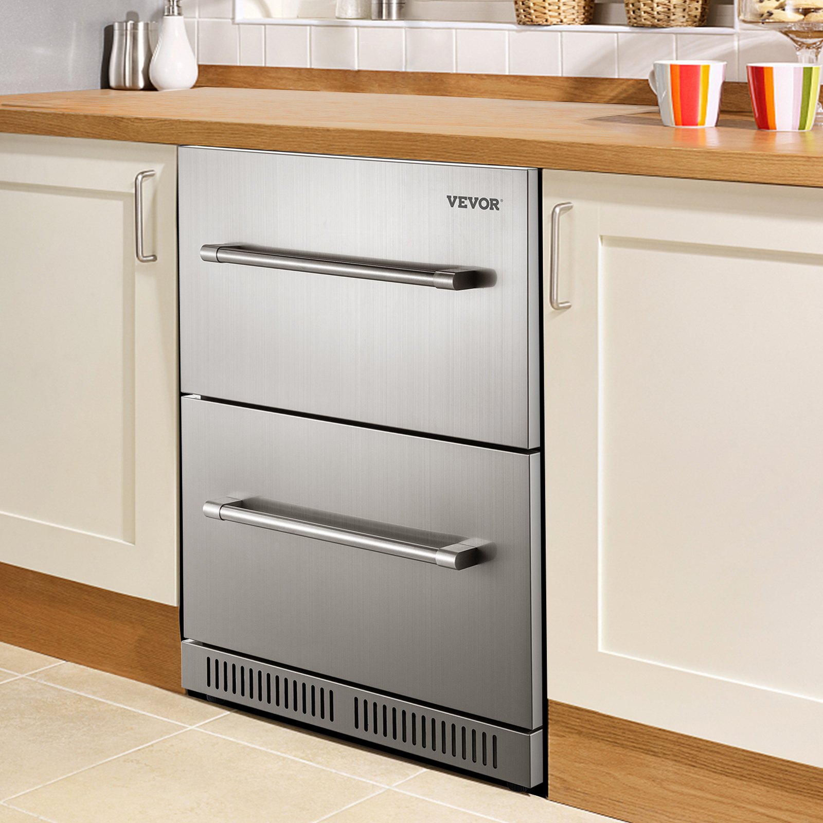 VEVOR Under counter Refrigerator Built-in Double Drawer Refrigerator 24 ...