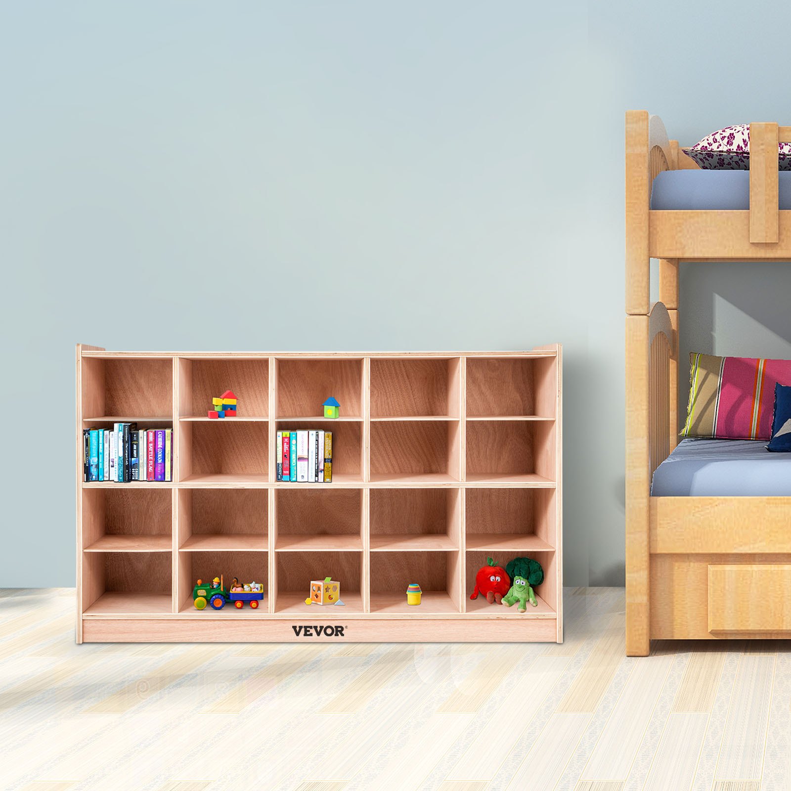 VEVOR Cubby Wooden Storage Unit 20 Cubby Storage Unit Classroom 30 Inch ...