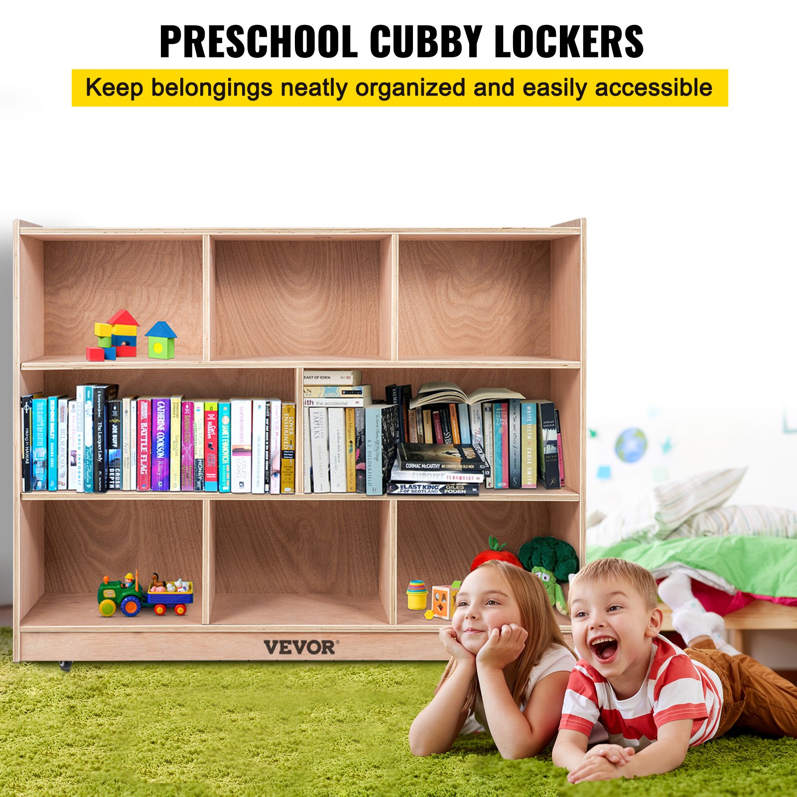 Classroom Storage Cabinet Preschool Storage Shelves Wooden 8 Grids Toys ...