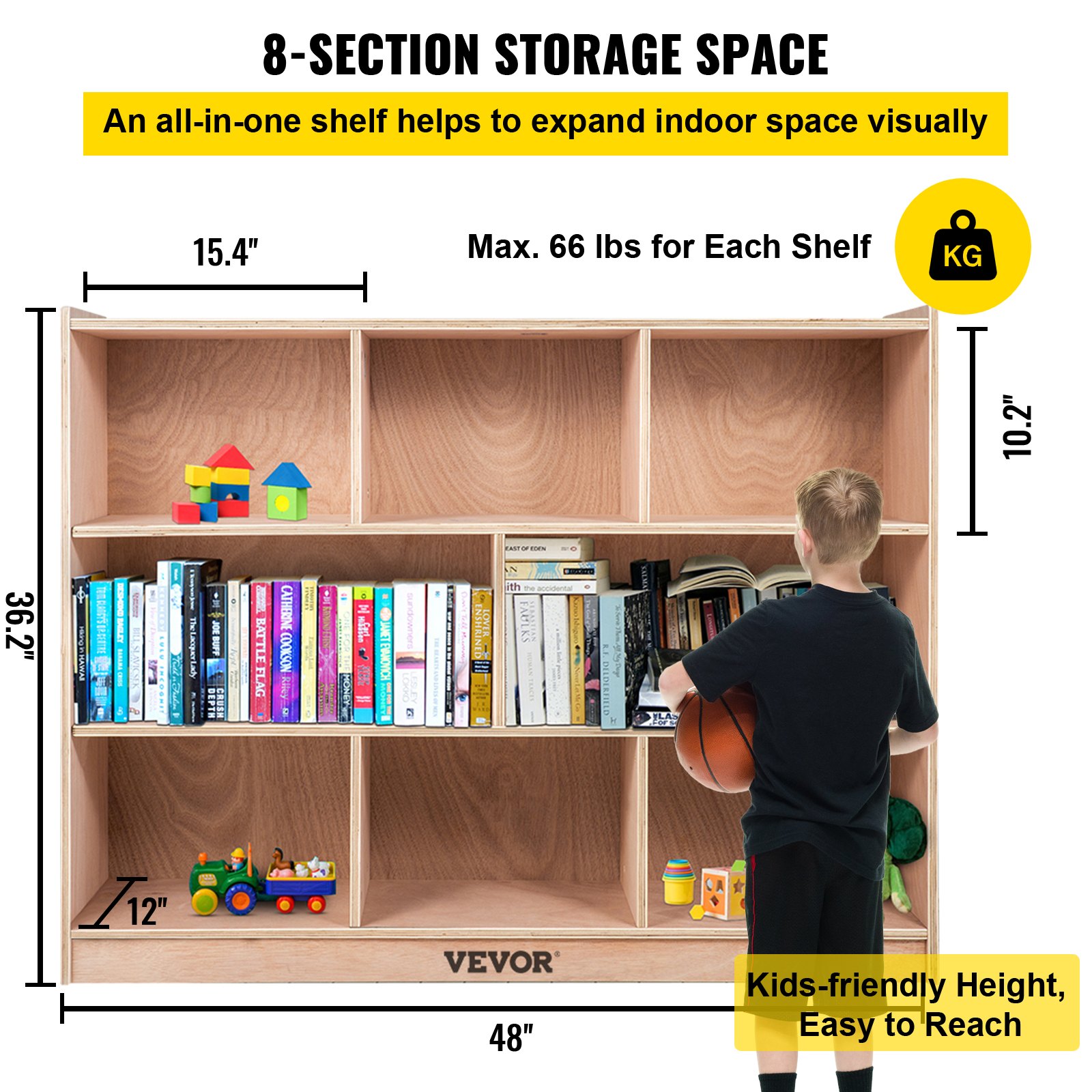 Classroom Storage Cabinet Preschool Storage Shelves Wooden 8 Grids Toys ...