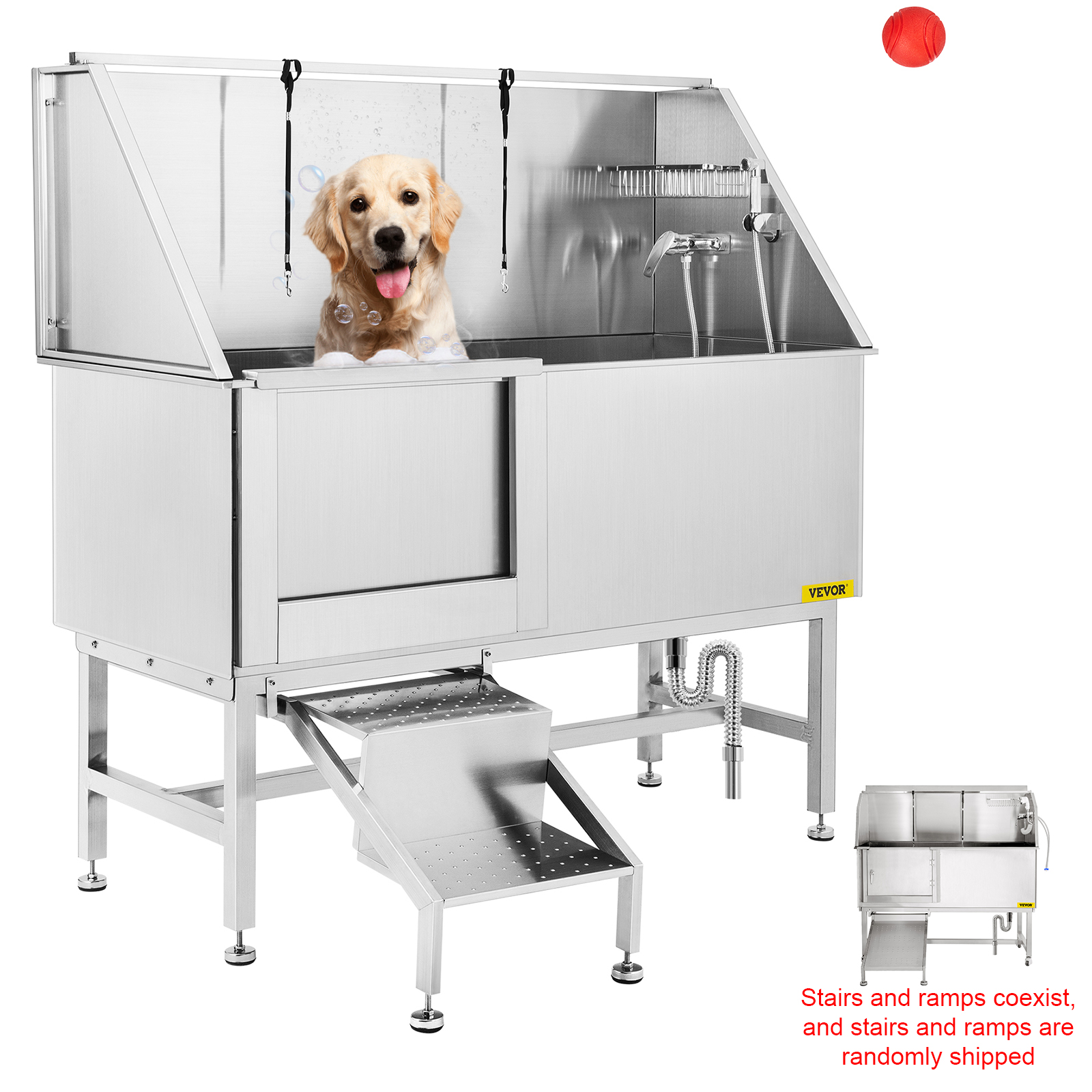VEVOR 62 inch Professional Dog Grooming Tub Stainless Steel Pet Bathing ...
