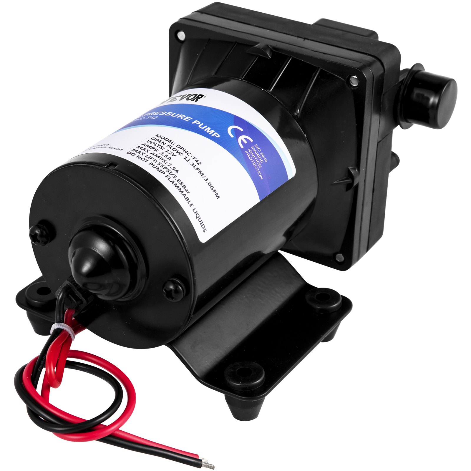 VEVOR Fresh Water Pump, 12 V Self Priming Sprayer Pump, 3 GPM RV Water ...