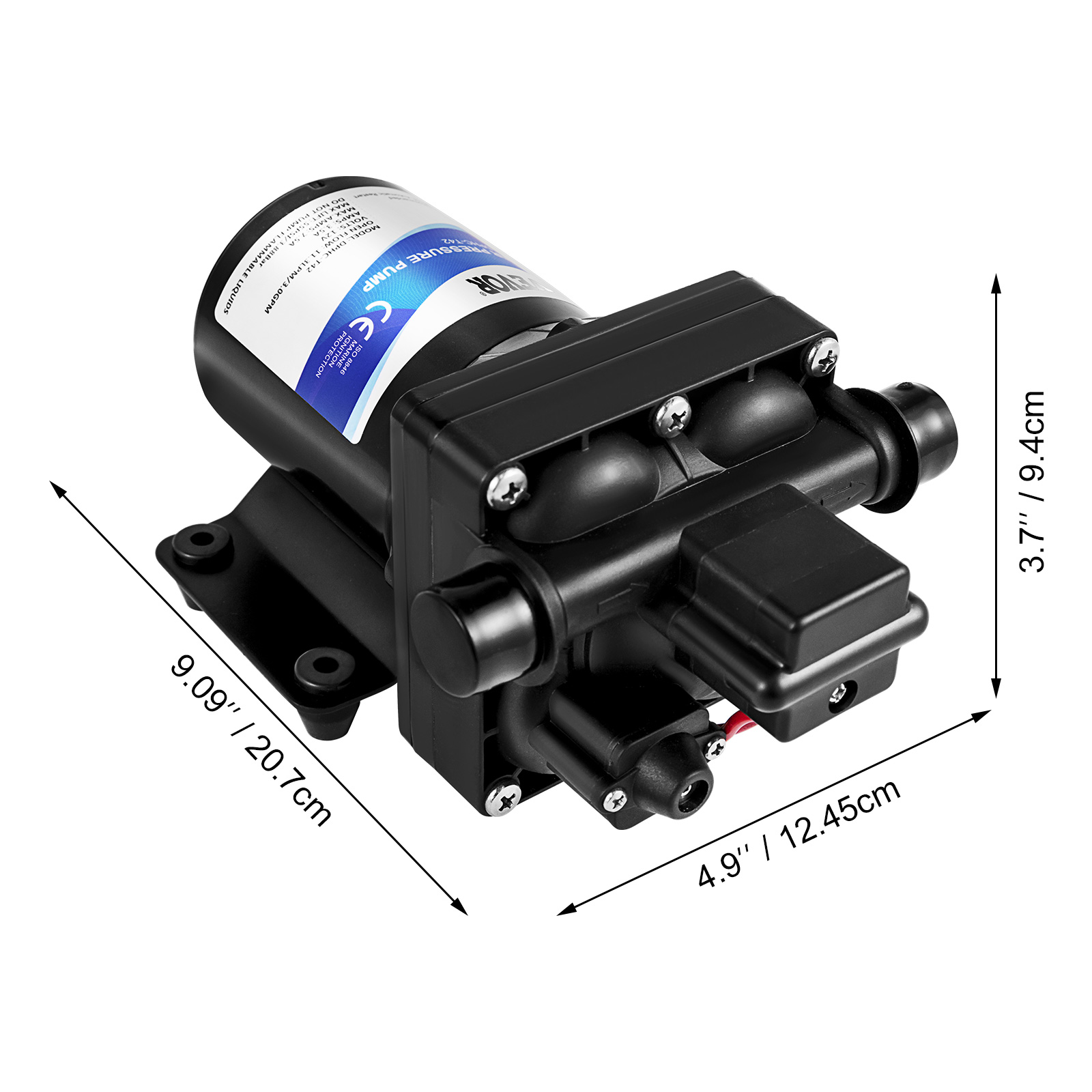 VEVOR Fresh Water Pump, 12 V Self Priming Sprayer Pump, 4 GPM RV Water ...