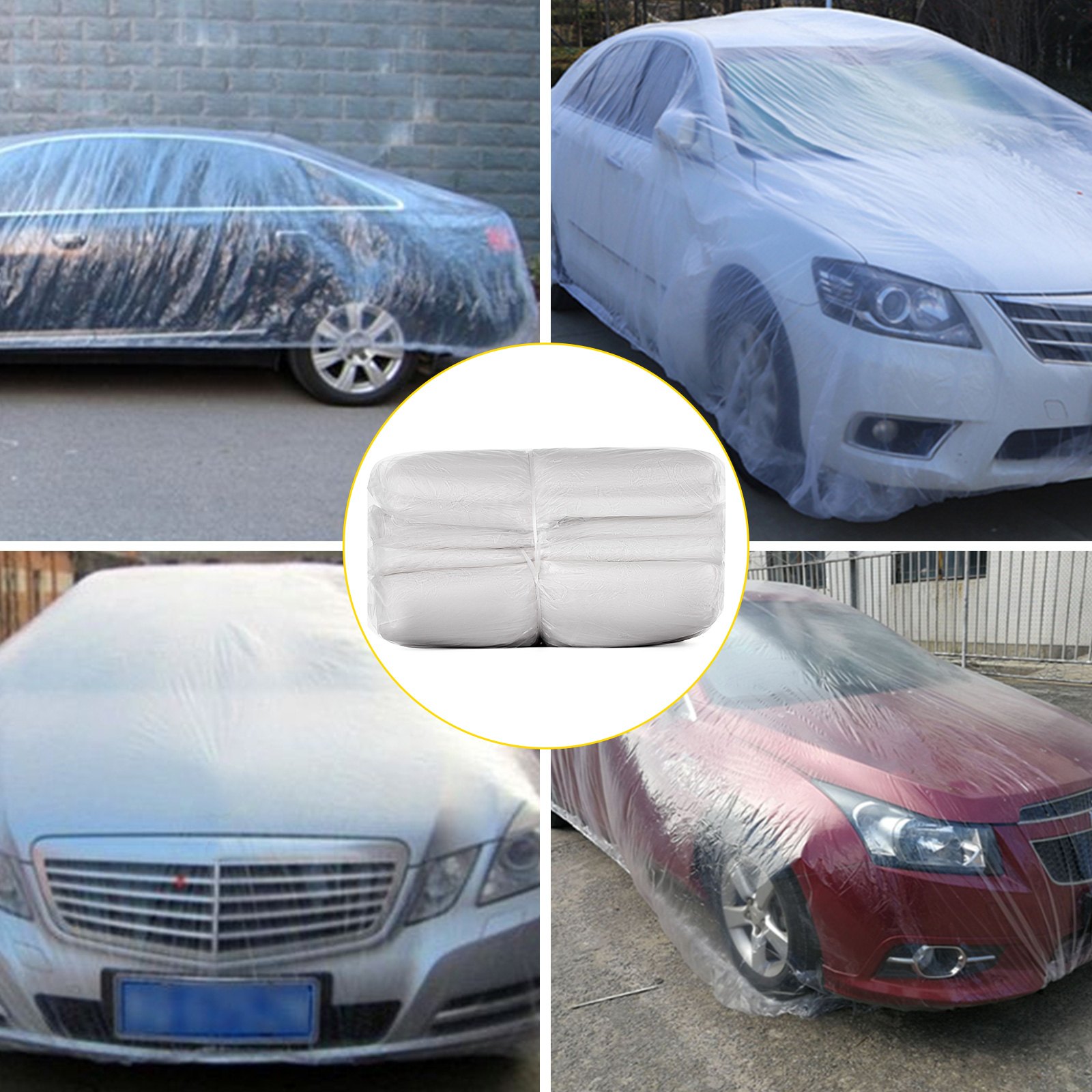 LOT 10pcs Clear Plastic Temporary Universal Disposable Car Cover 22' x ...
