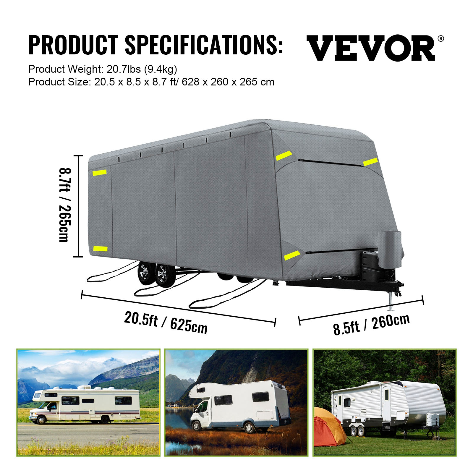 VEVOR RV Cover 18'-20' RV & Trailer Cover Extra-Thick 4 Layers Travel ...