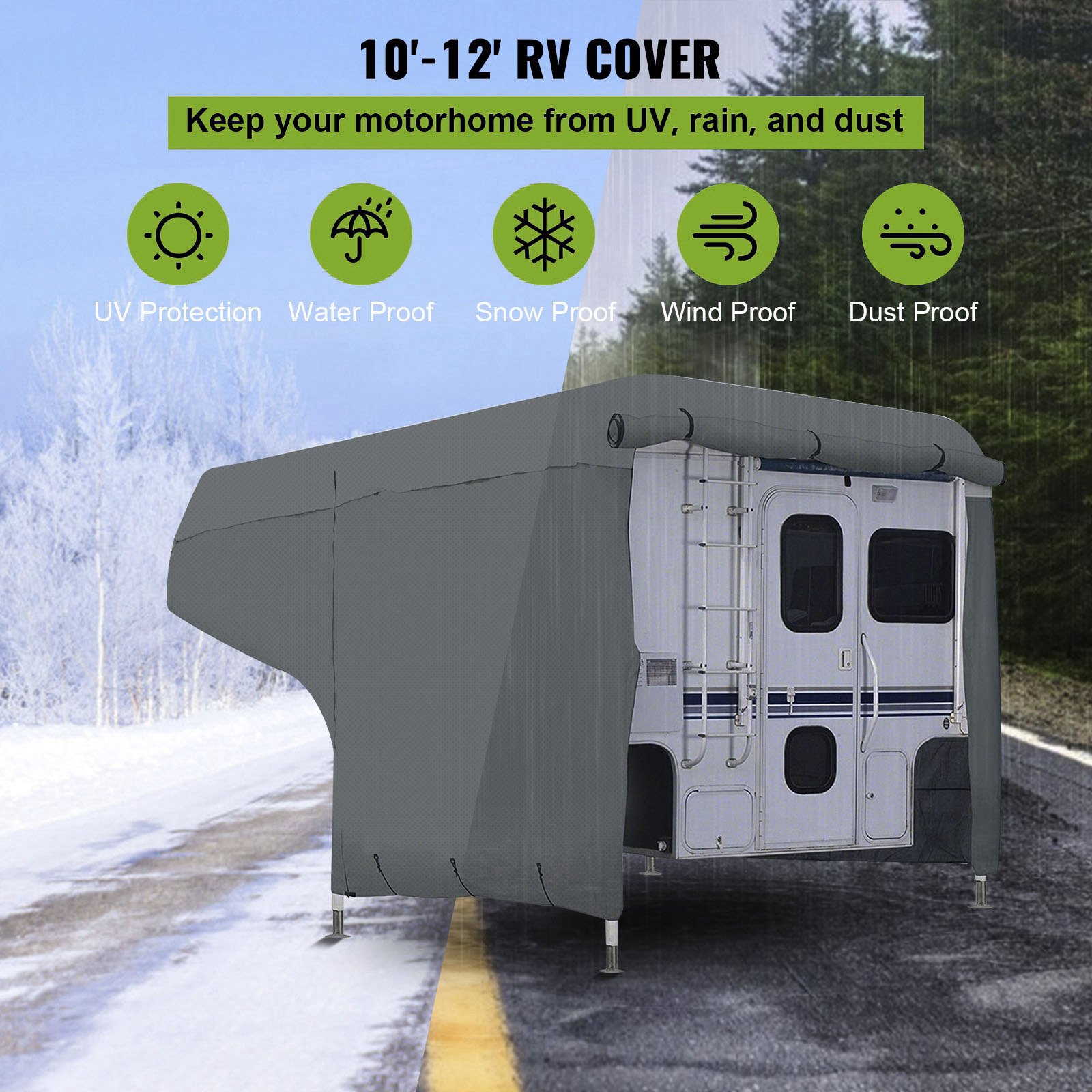 Vevor Rv Cover Travel Trailer Rv Cover 10'-12' Motorhome Camper Trailer ...