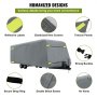 VEVOR RV Cover, 14'-16' Travel Trailer RV Cover, Windproof RV & Trailer ...