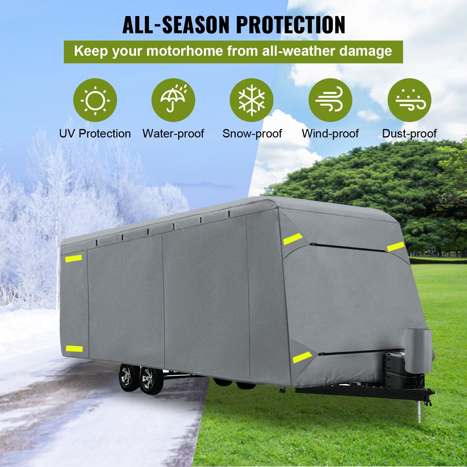 VEVOR RV Cover, 14'-16' Travel Trailer RV Cover, Windproof RV & Trailer ...