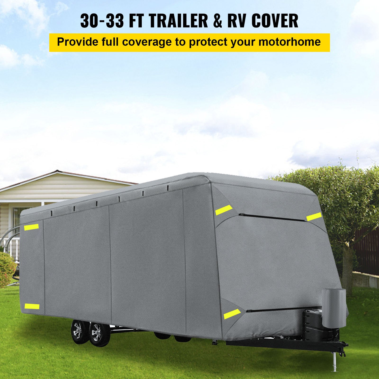 VEVOR RV Cover, 30'-33' Travel Trailer RV Cover, Windproof RV & Trailer ...