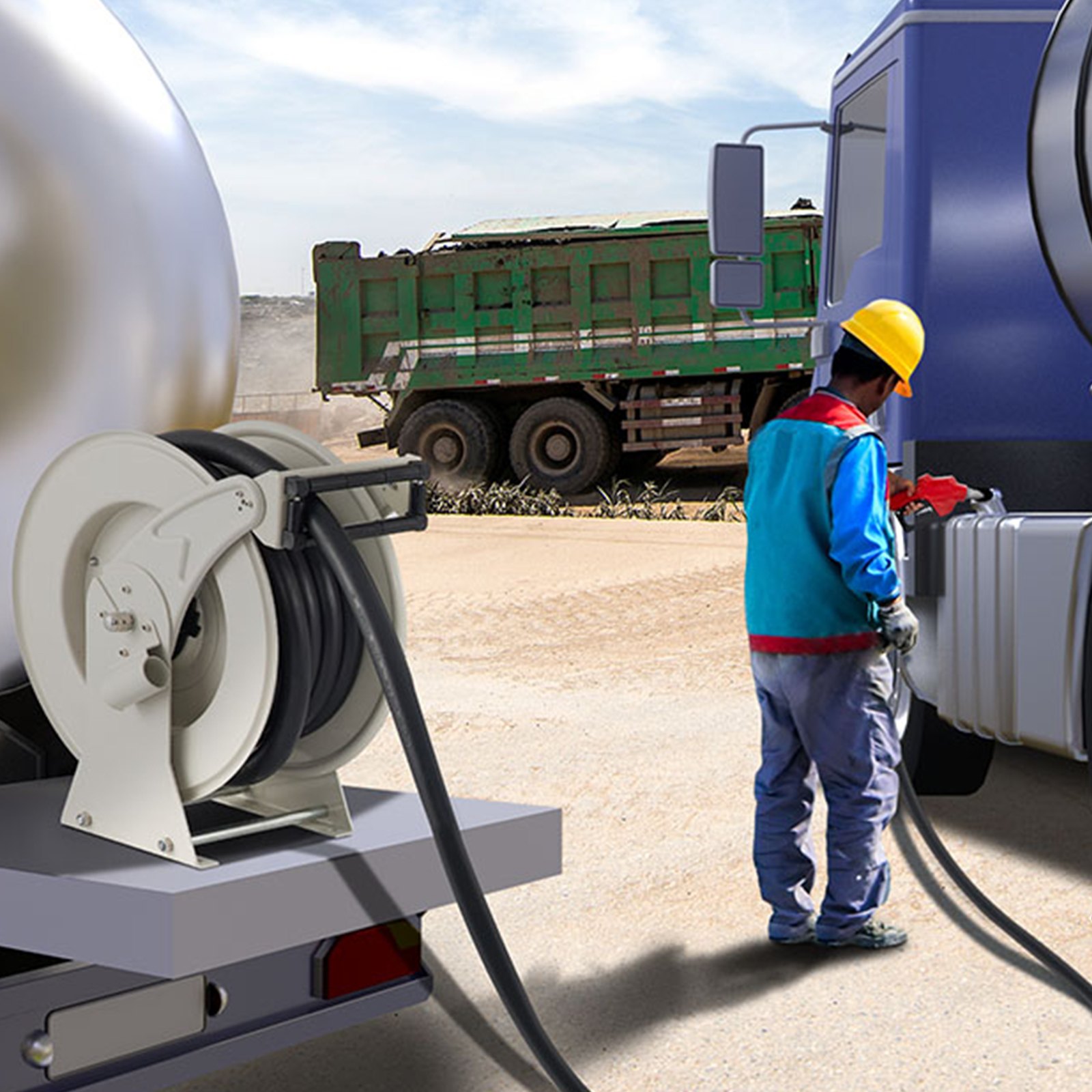VEVOR Fuel Hose Reel, 1" x 50' Extra Long Retractable Diesel Hose Reel ...