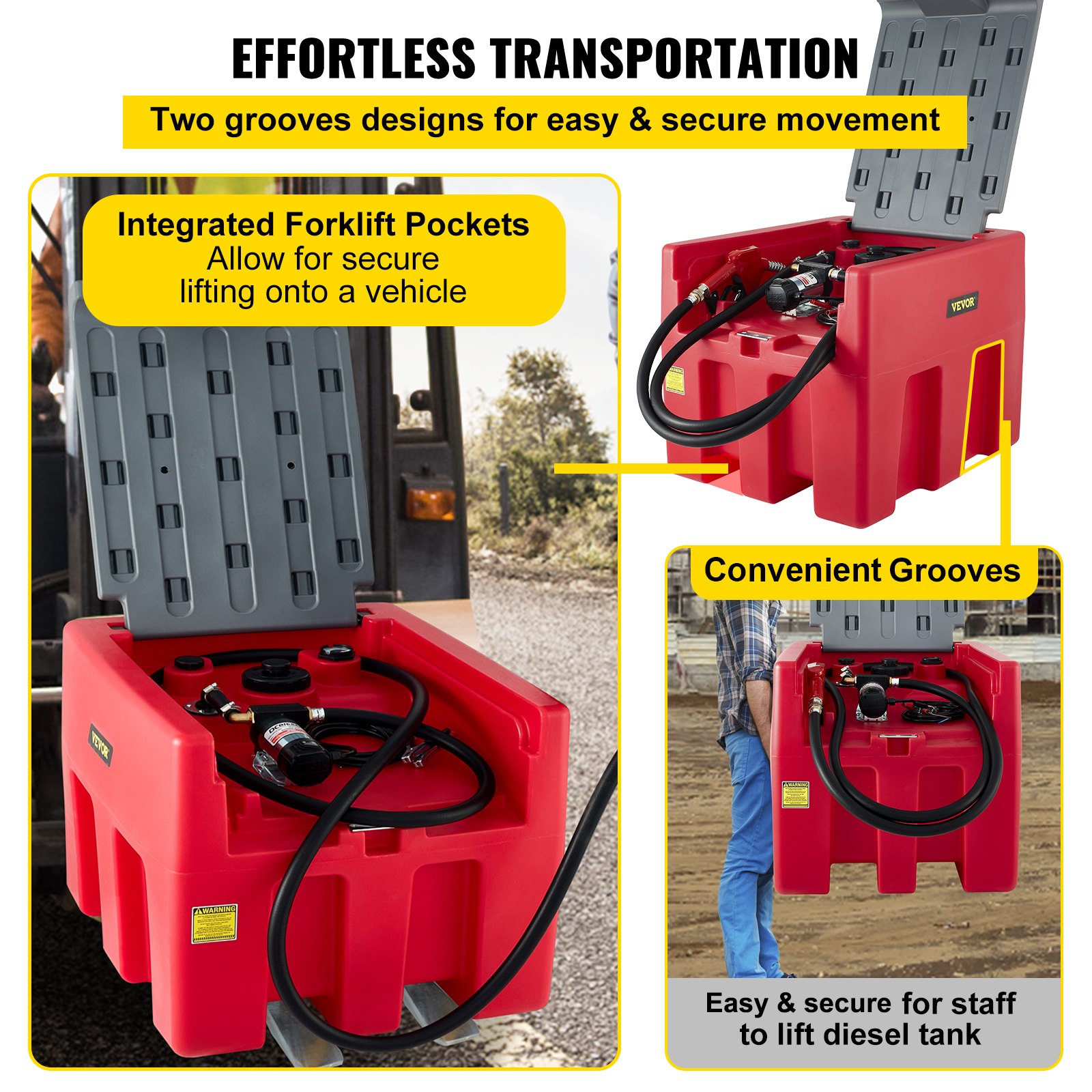 VEVOR Portable Diesel Tank, 58 Gallon Capacity, Diesel Fuel Tank with ...