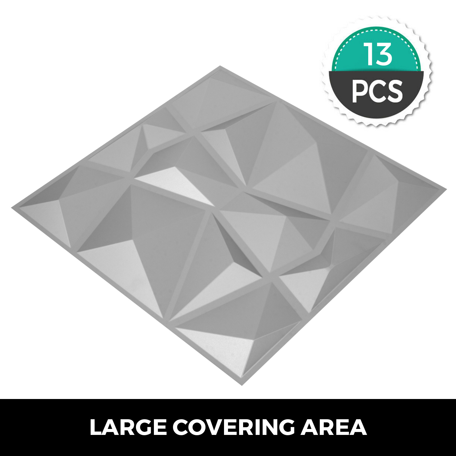 Pvc Wall Panels 3d Textured Diamond Design 13 Tiles 35 Sf Art Silver ...