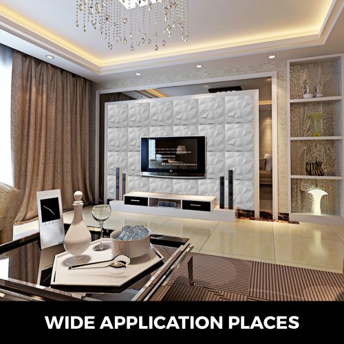 3d Pvc Wall Panels Textured Diamond Design 13 Tiles 35 Sf Art White ...