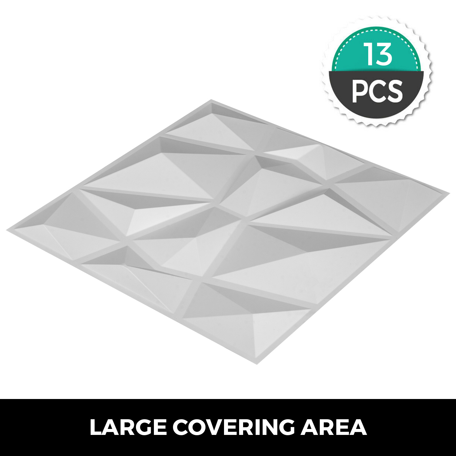 3d Pvc Wall Panels Textured Diamond Design 13 Tiles 35 Sf Art White ...