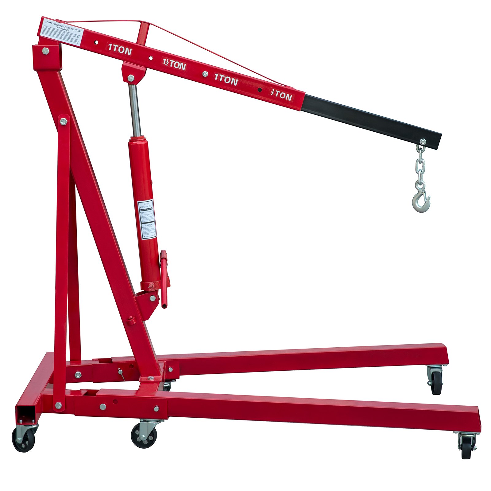VEVOR Folding Engine Crane, 2200lbs Lifting Capacity Shop Crane, 1-Ton ...