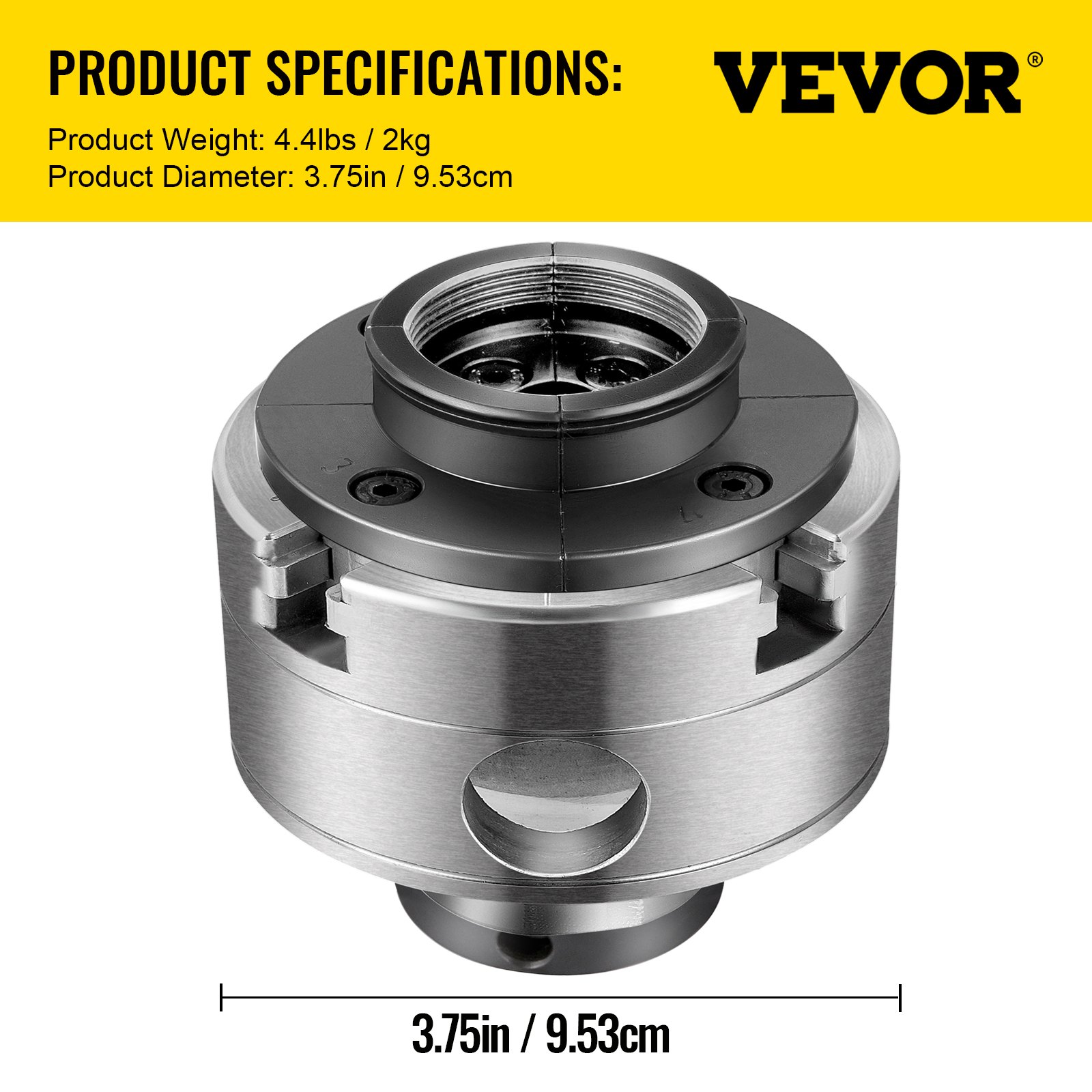 VEVOR Wood Lathe Chuck, 3.75" Woodturning Chuck, 4-Jaw Gear Chuck, 1In ...