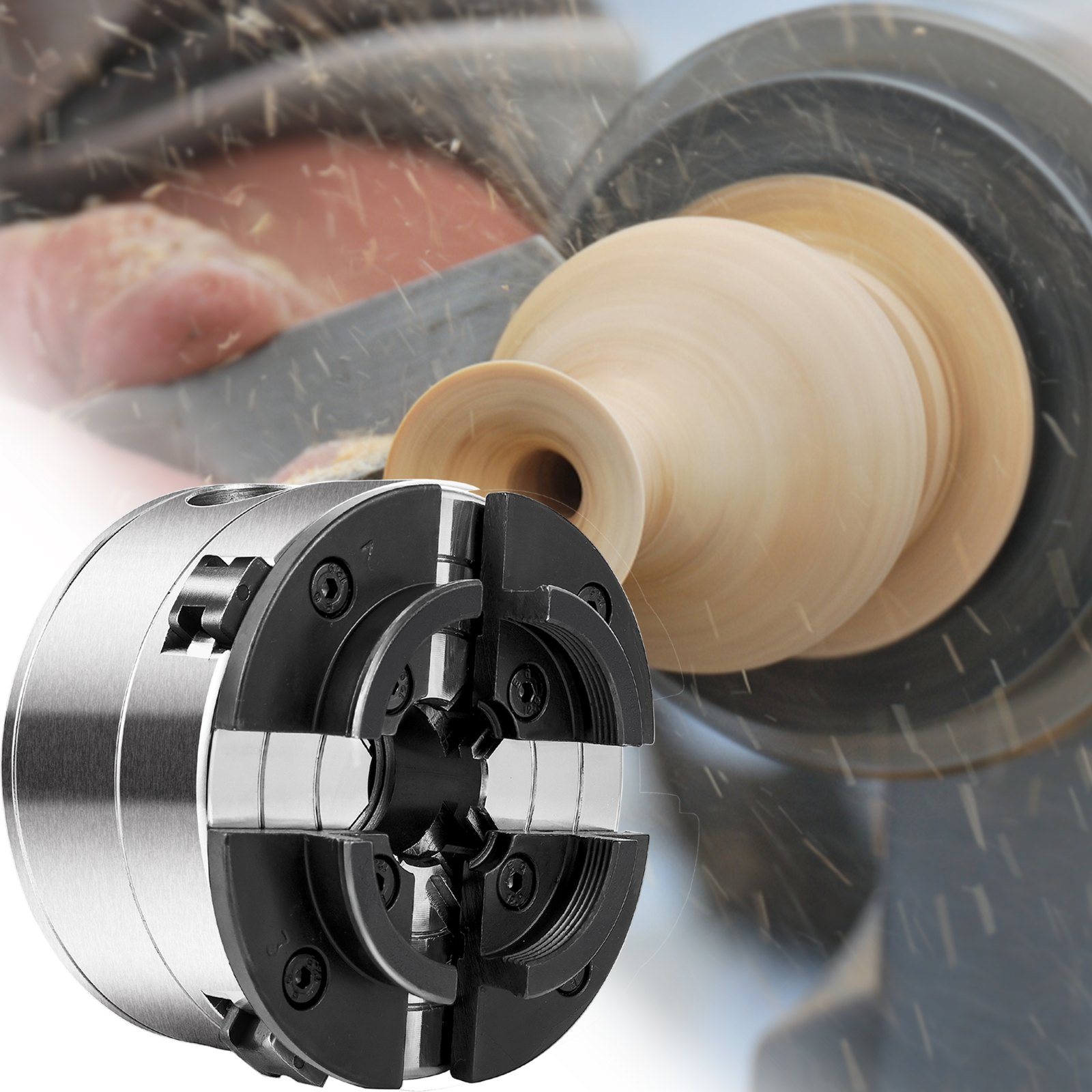 VEVOR Wood Lathe Chuck, 3.75" Woodturning Chuck, 4-Jaw Gear Chuck, 1In ...